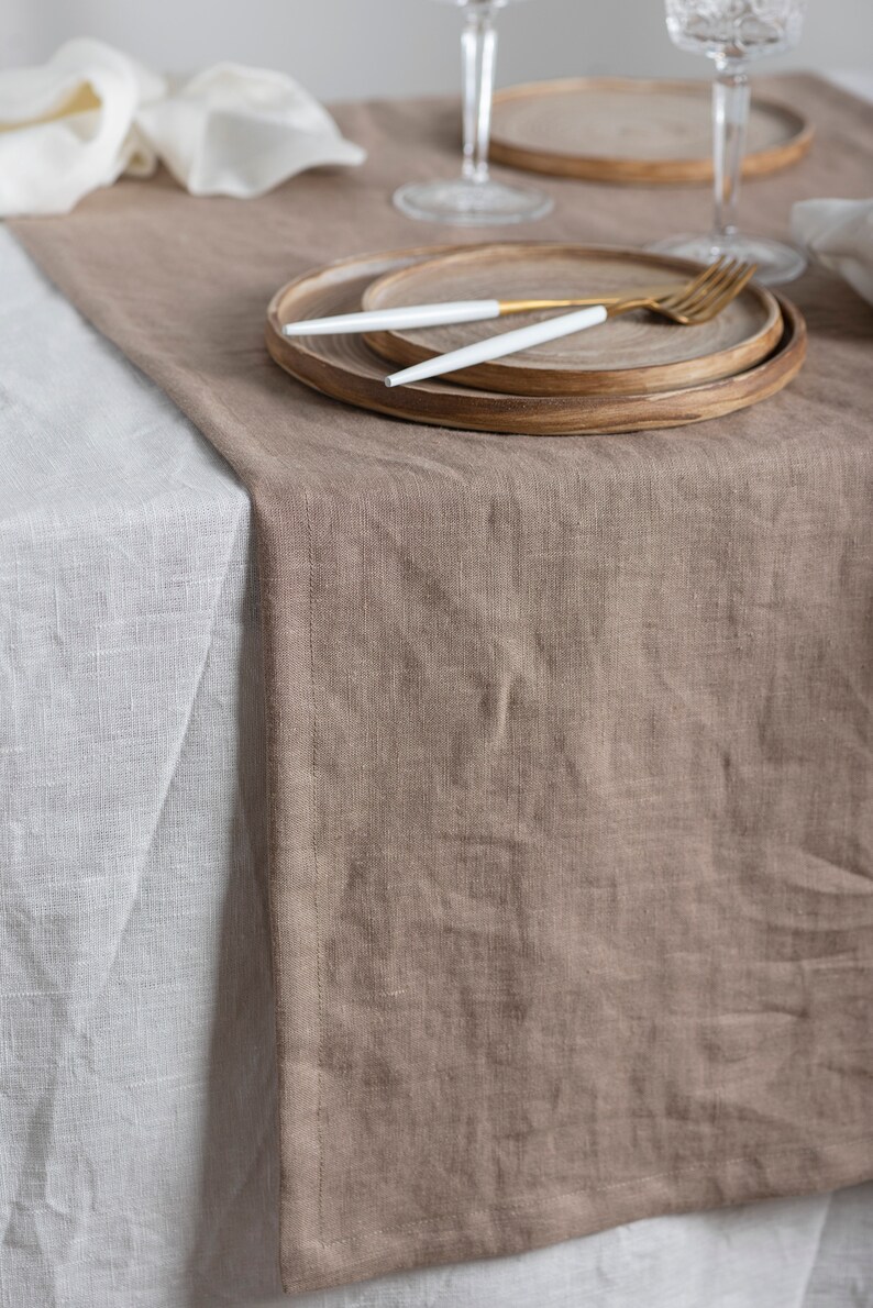 Linen Table Runner in Sand Color Stonewashed Linen Table - Etsy