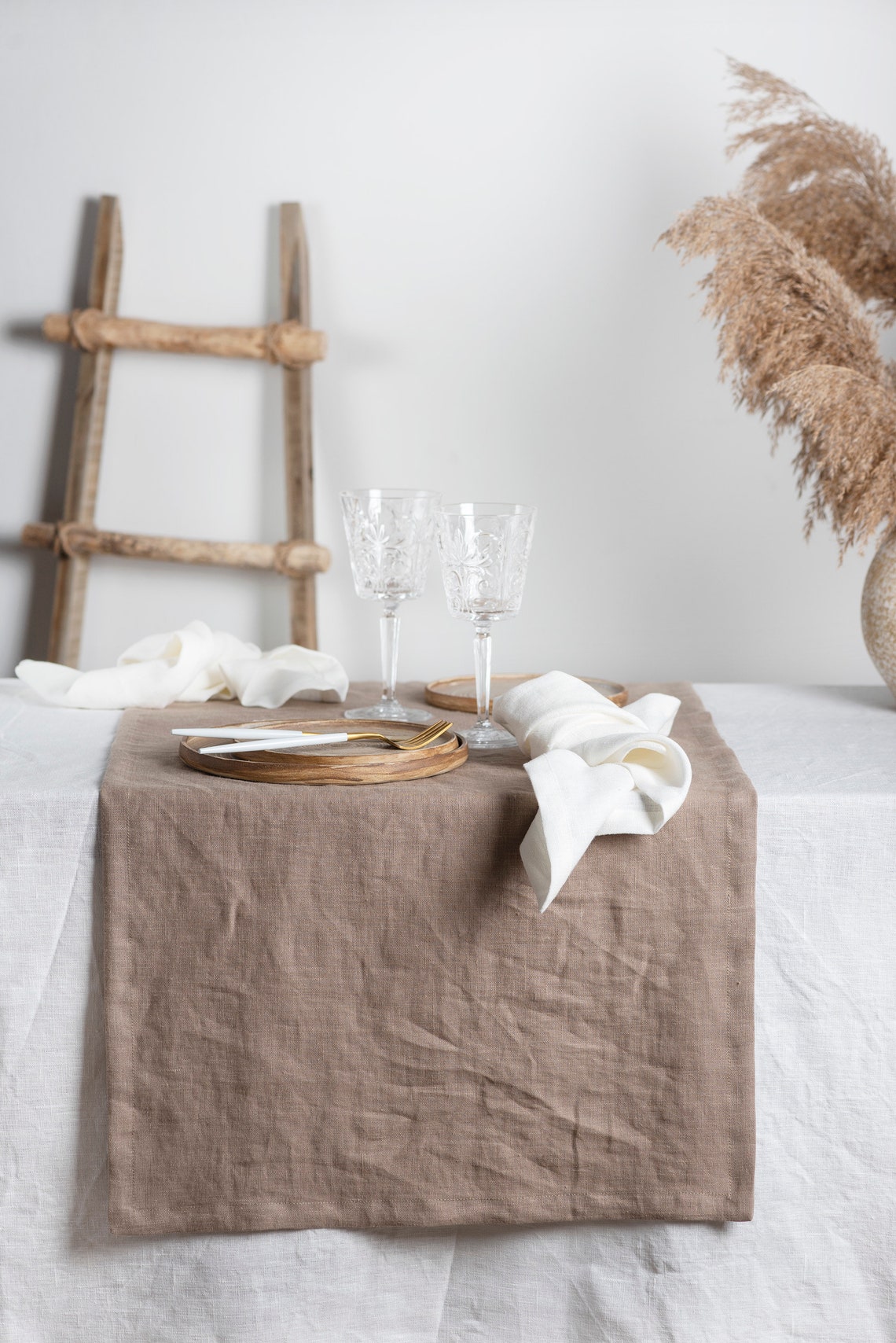 Linen Table Runner in Sand Color Stonewashed Linen Table - Etsy