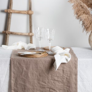 Linen Table Runner in Sand Color Stonewashed Linen Table - Etsy