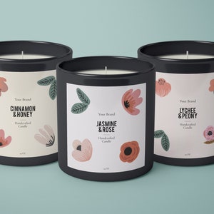 Floral Editable Candle Label, Candle Sticker Template, Diy Jar Label ...