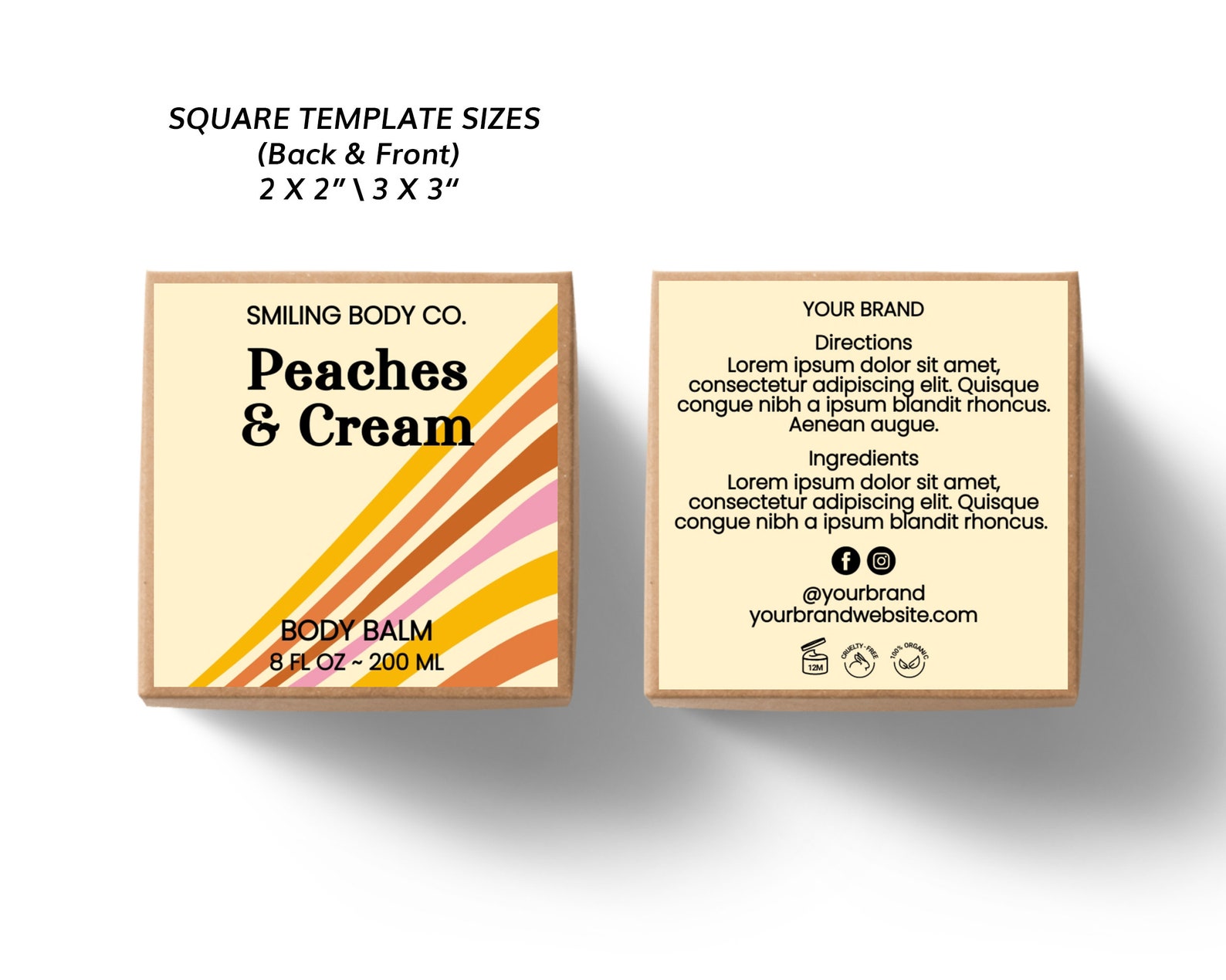 Retro Editable Cosmetic Label Template Orange Pink Custom - Etsy