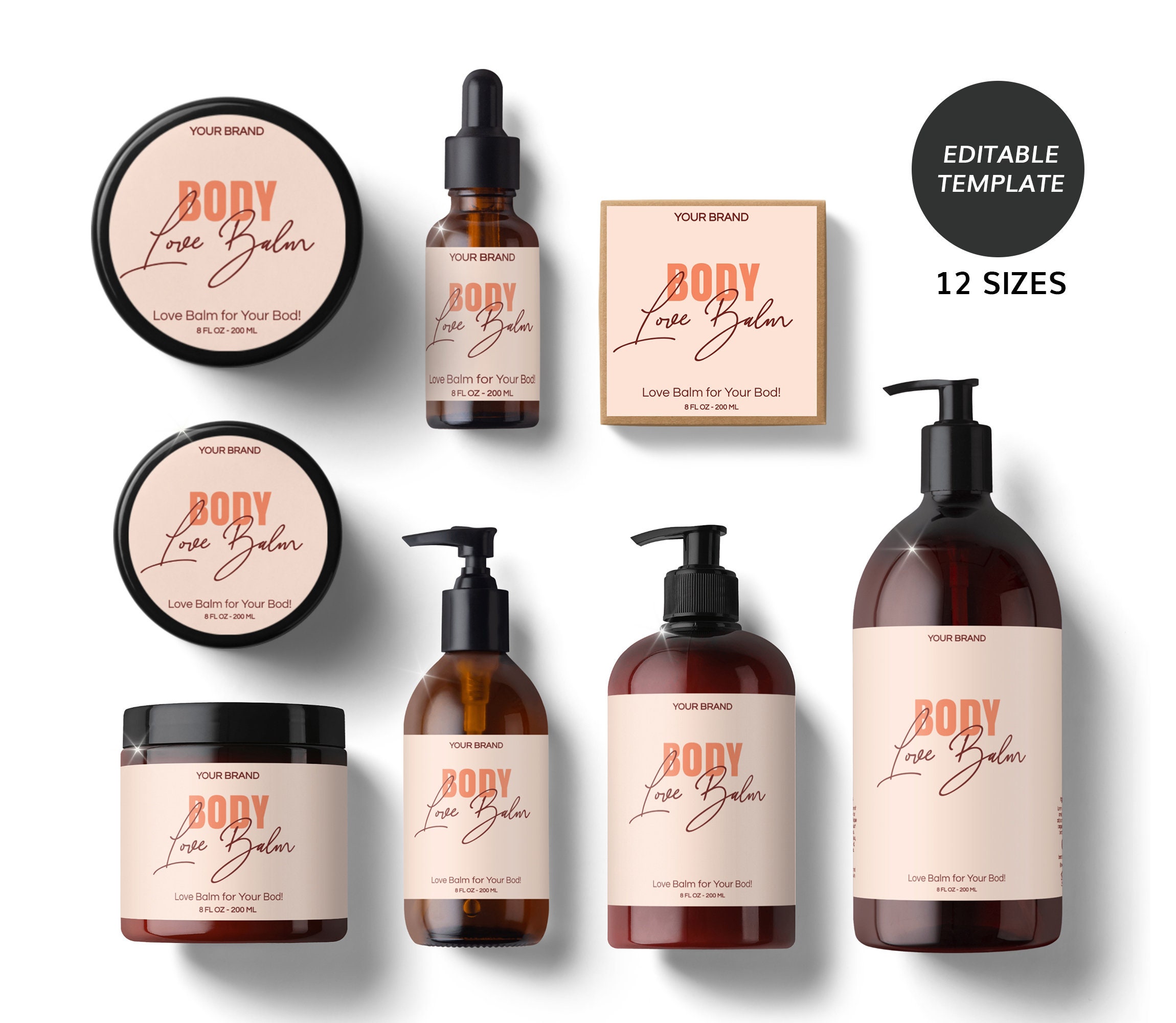 Editable Cosmetic Label Templates Custom Skincare Product - Etsy