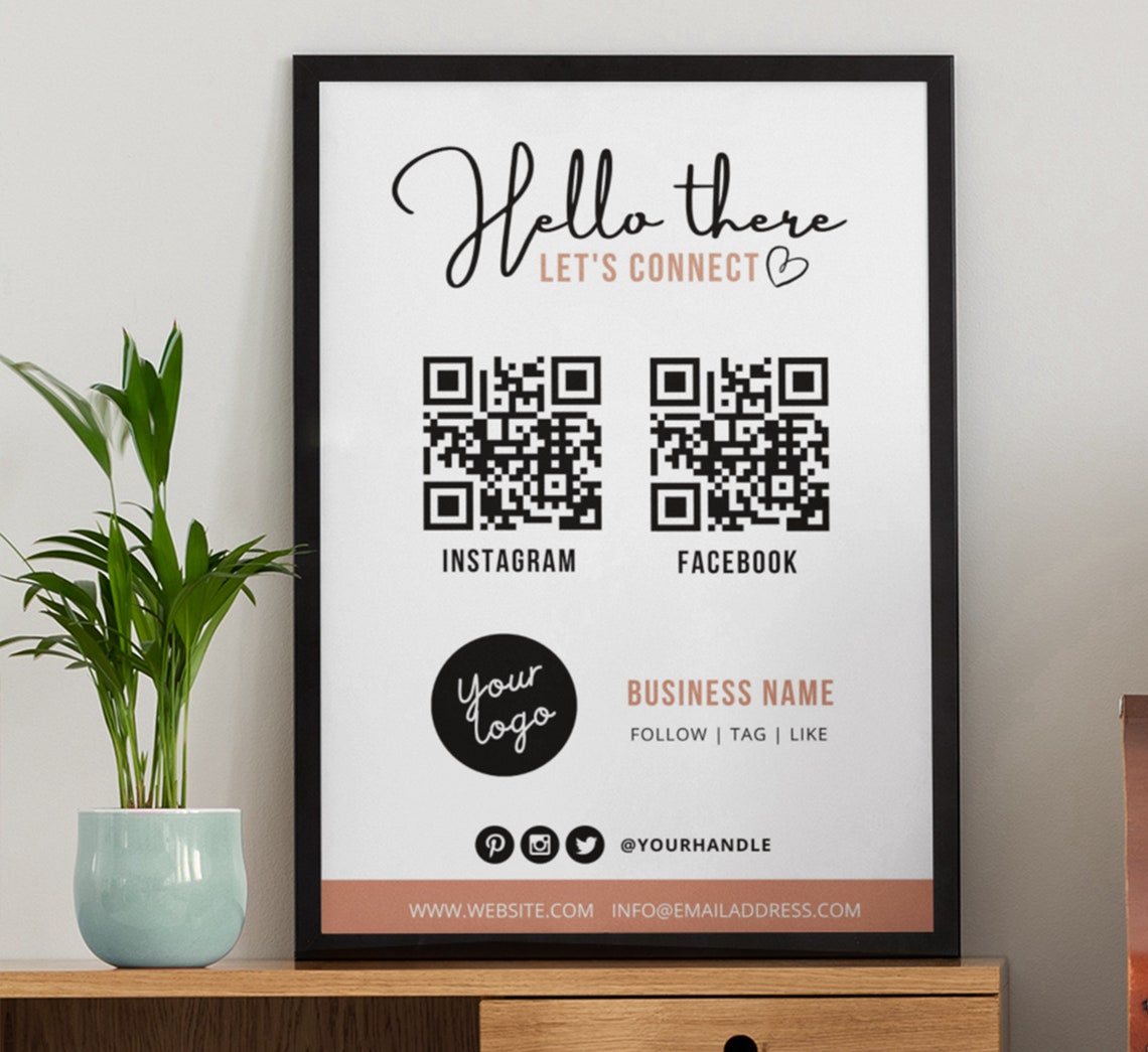 Social Media QR Code Sign Template Editable QR Code Sign - Etsy