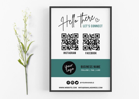 Social Media QR Code Sign Template Editable QR Code Sign - Etsy