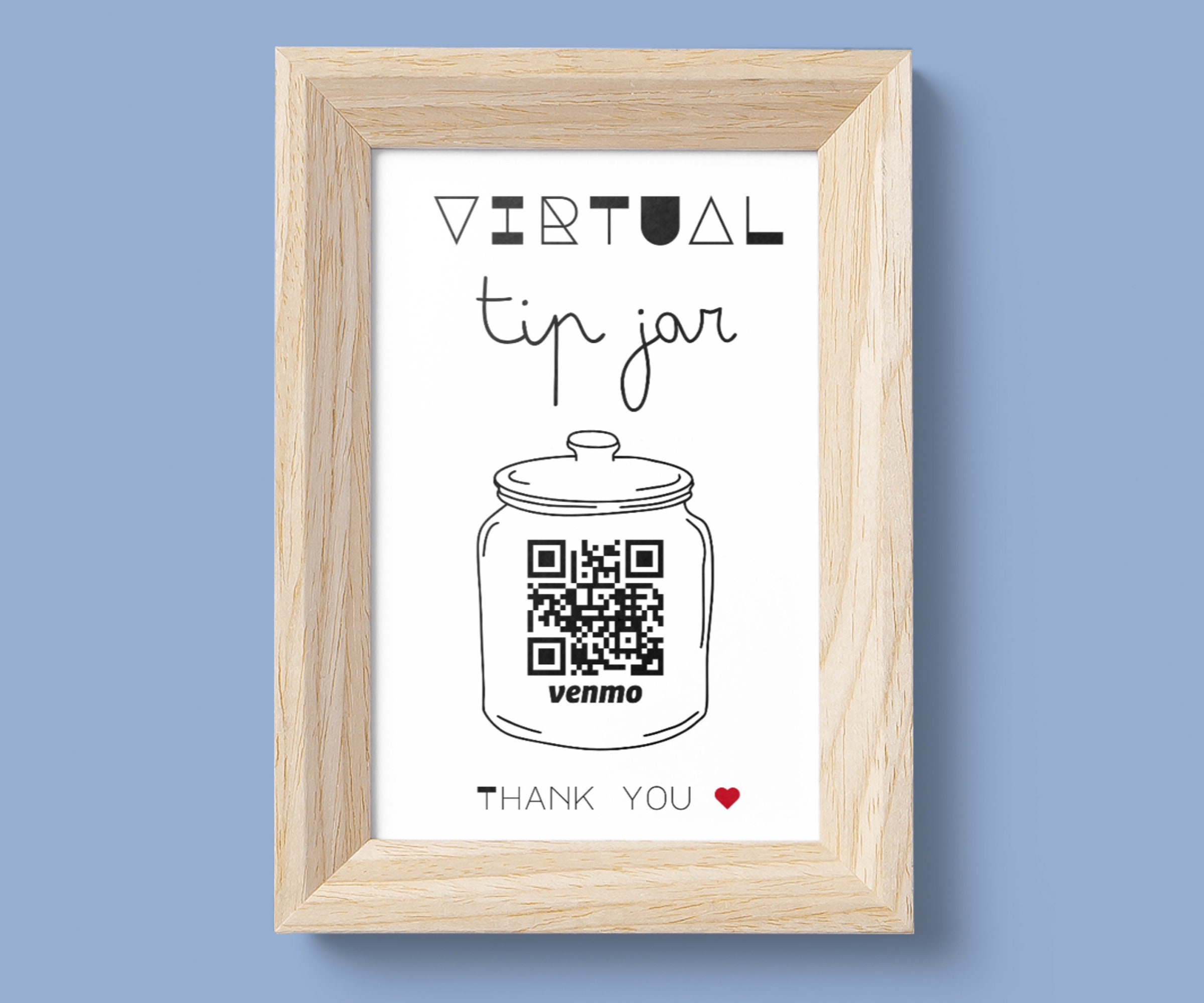 Virtual Tip Jar Sign, Printable QR Code Sign Template, Editable Tip Jar ...