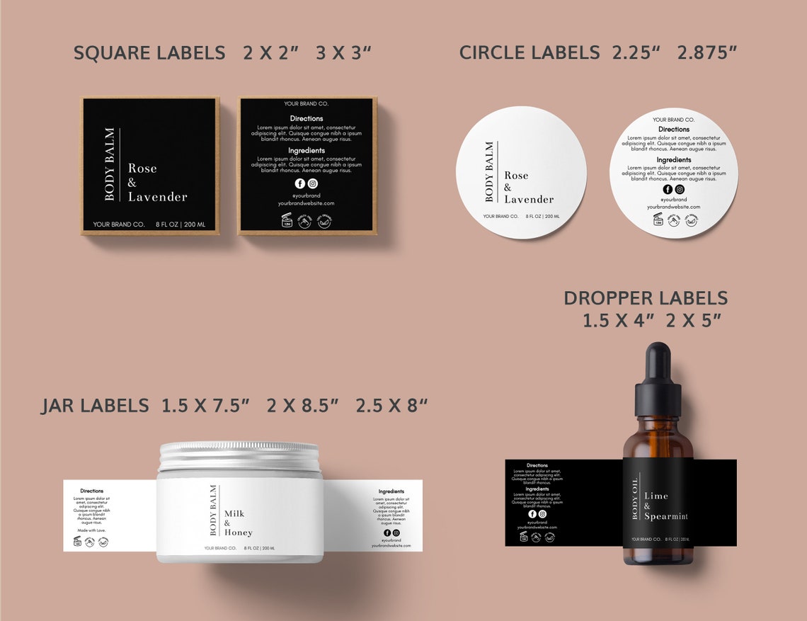 EDITABLE Custom Beauty Product Labels Body Product Labels - Etsy