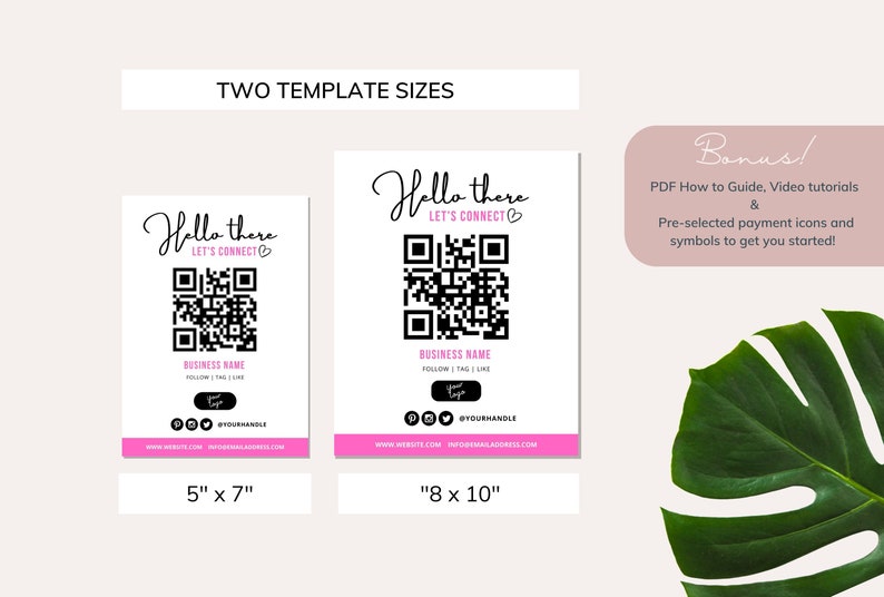 Pink QR Code Sign Template Social Media Sign Editable QR - Etsy