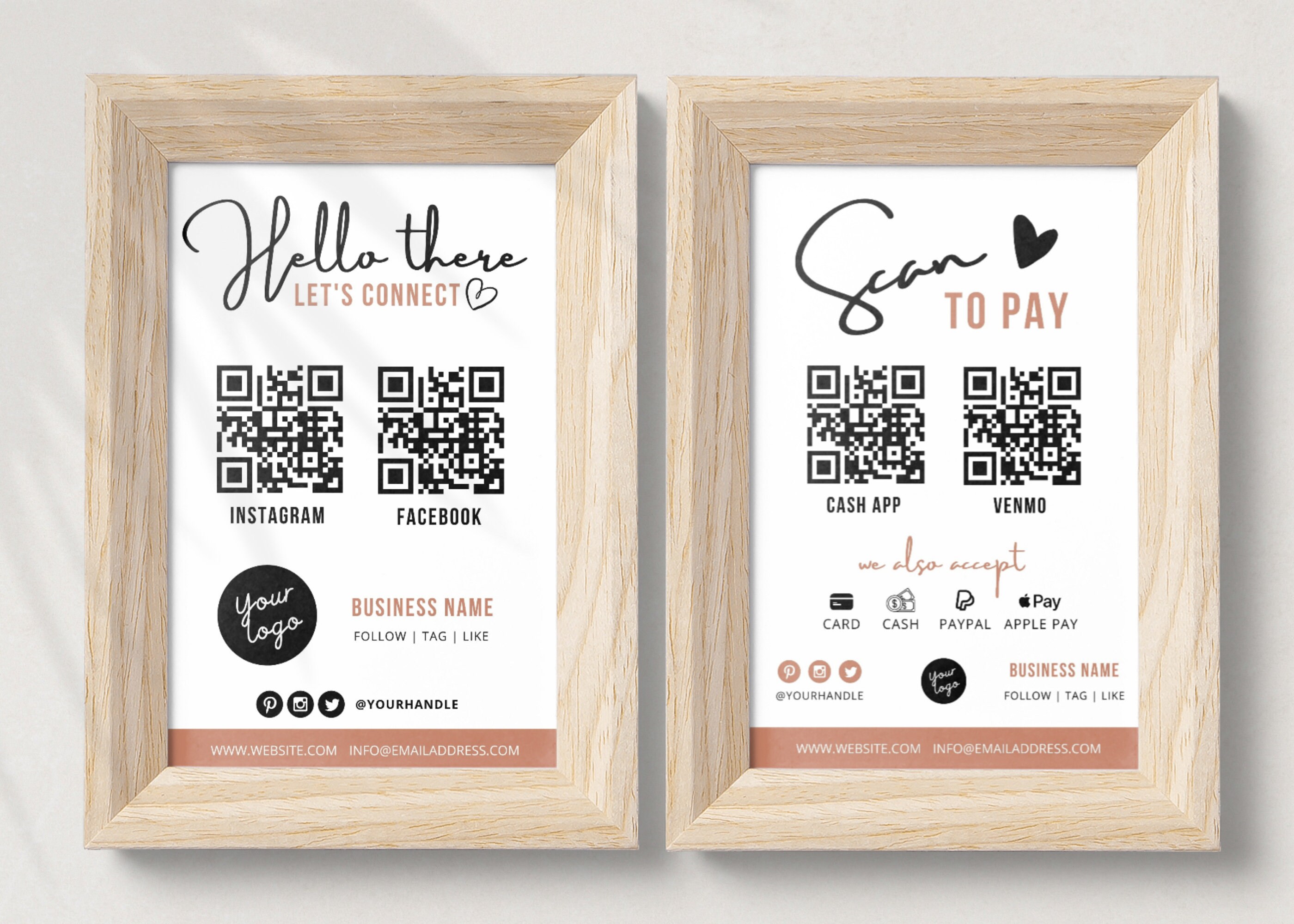 Social Media & Scan to Pay QR Code Sign Template, Connect With Us Sign ...