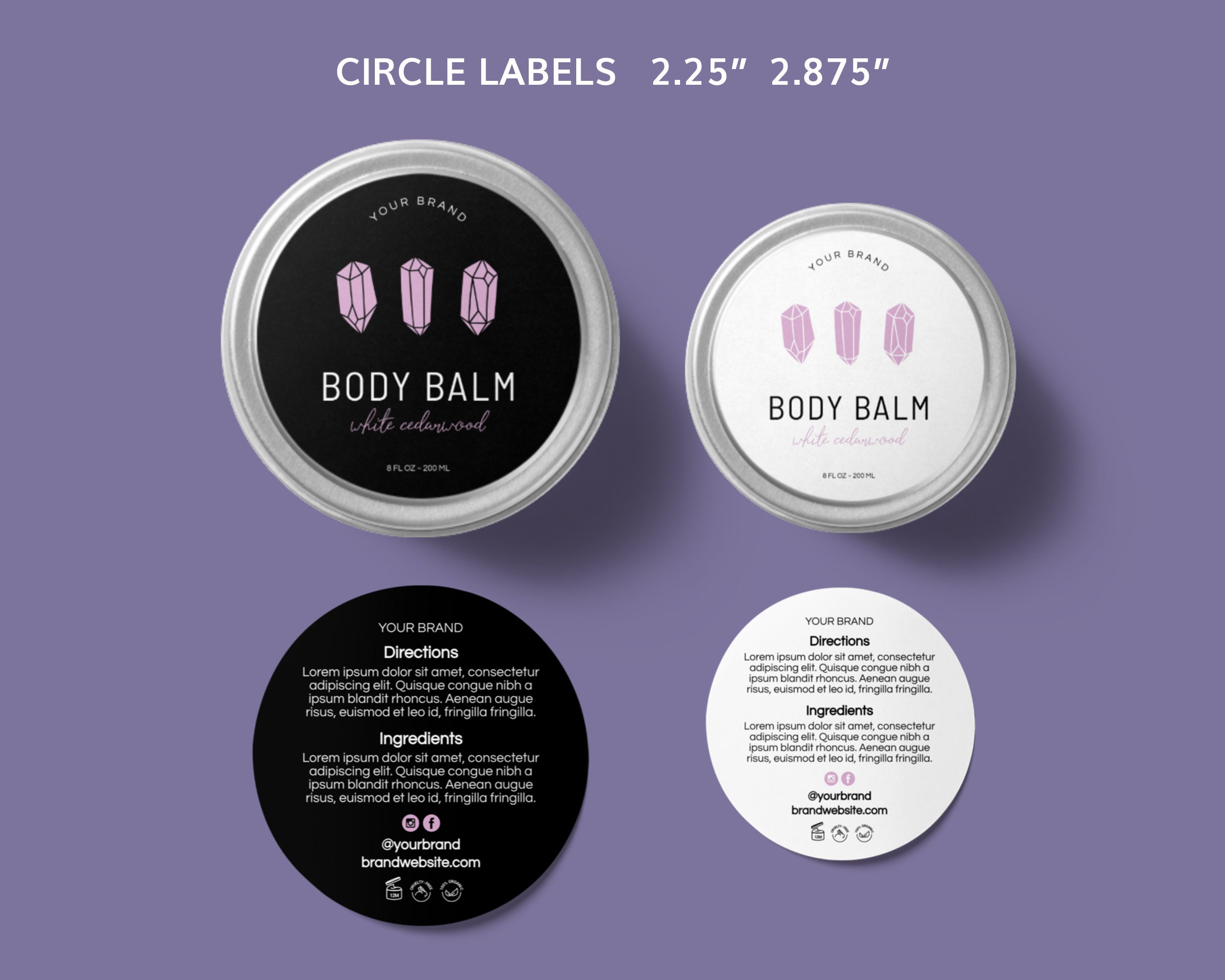 Editable Body Product Labels, Crystal Labels, Cosmetic Labels Printable ...