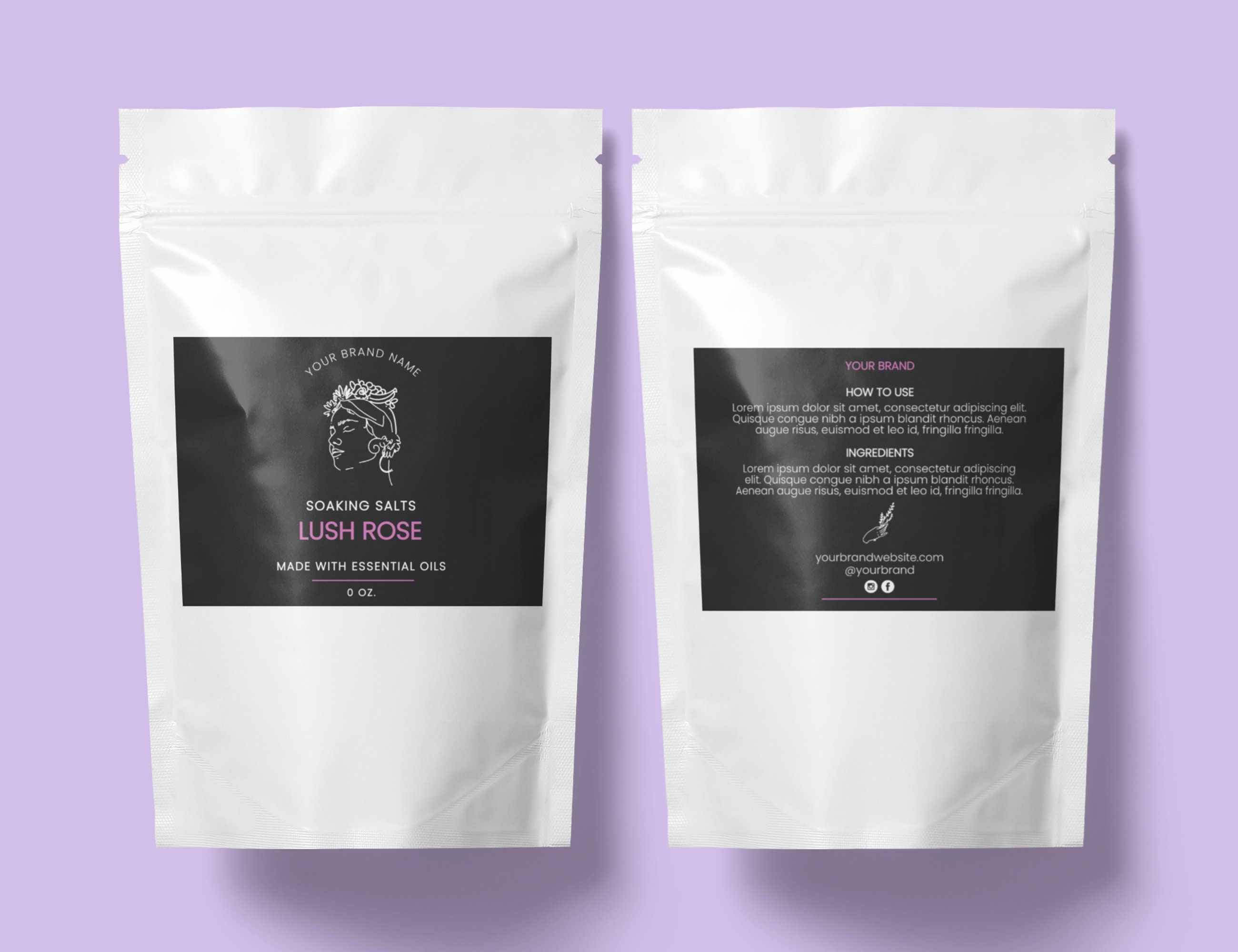 Editable Pouch Label, DIY Bath Salts Label, Tea Label in Two Sizes, DIY ...