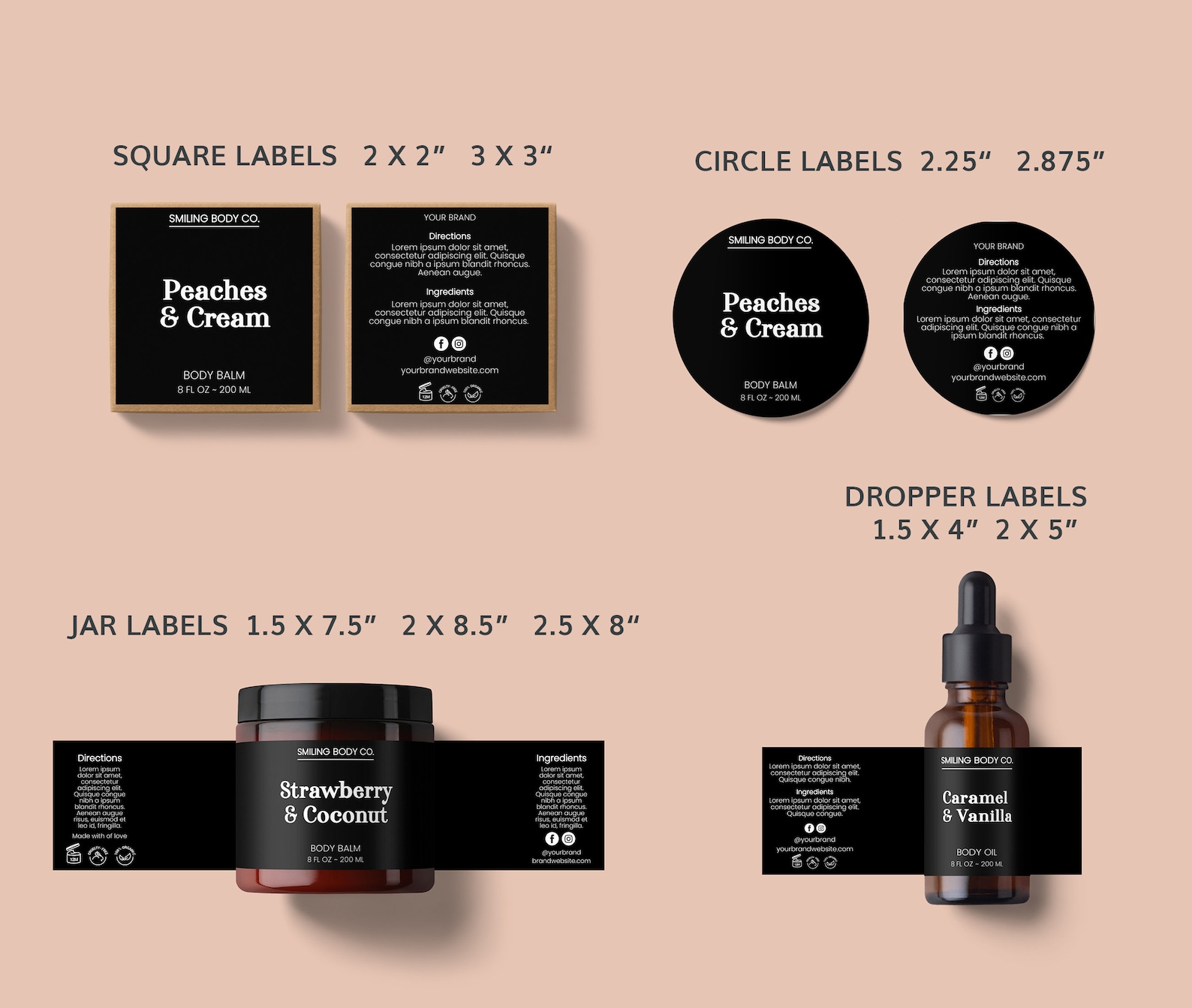 Cosmetic Label Templates, Editable Bottle Labels, Cosmetics Labels ...