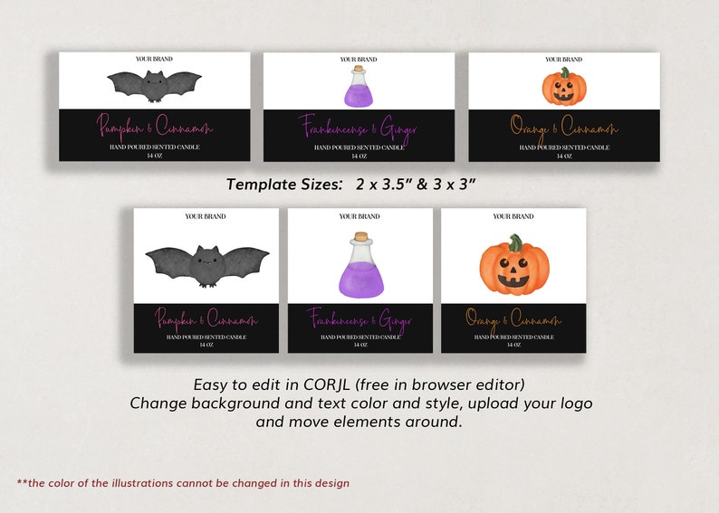 Editable HALLOWEEN Candle Label Template, Halloween Printable, Cute ...