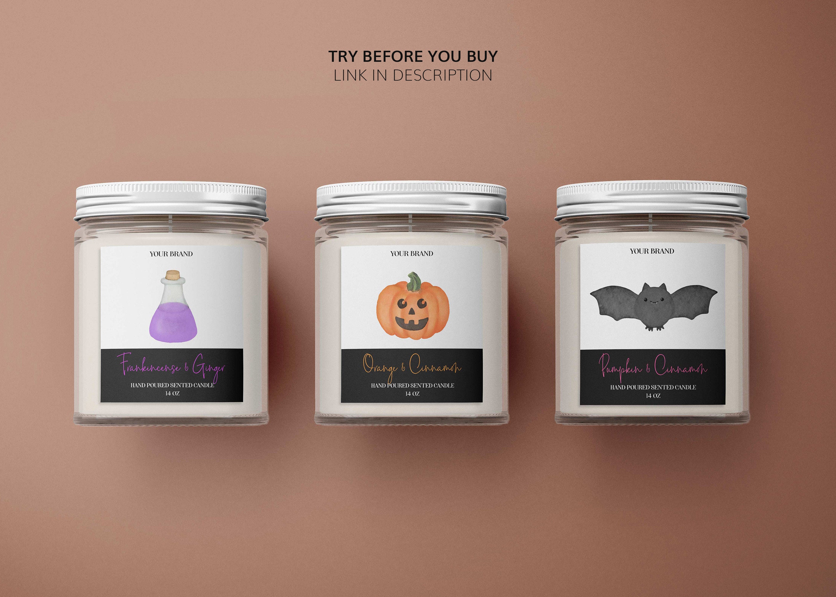 Editable HALLOWEEN Candle Label Template, Halloween Printable, Cute ...