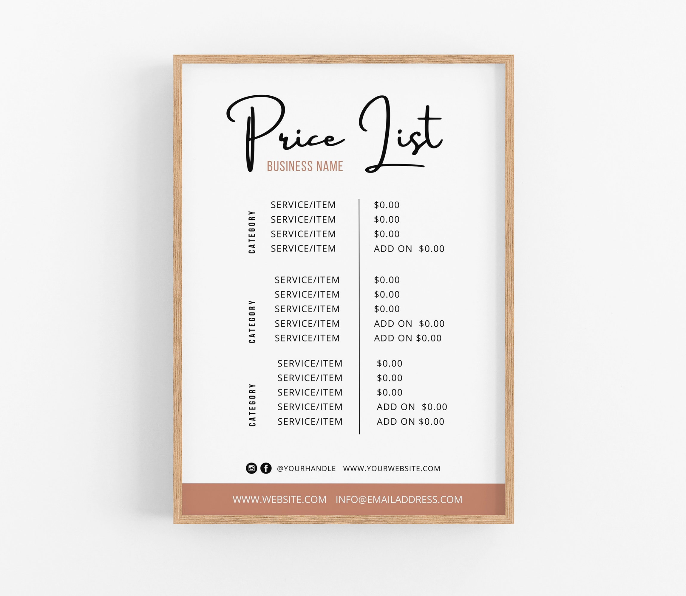 Printable Price List & Payment Accepted Sign, QR Code Sign Template ...