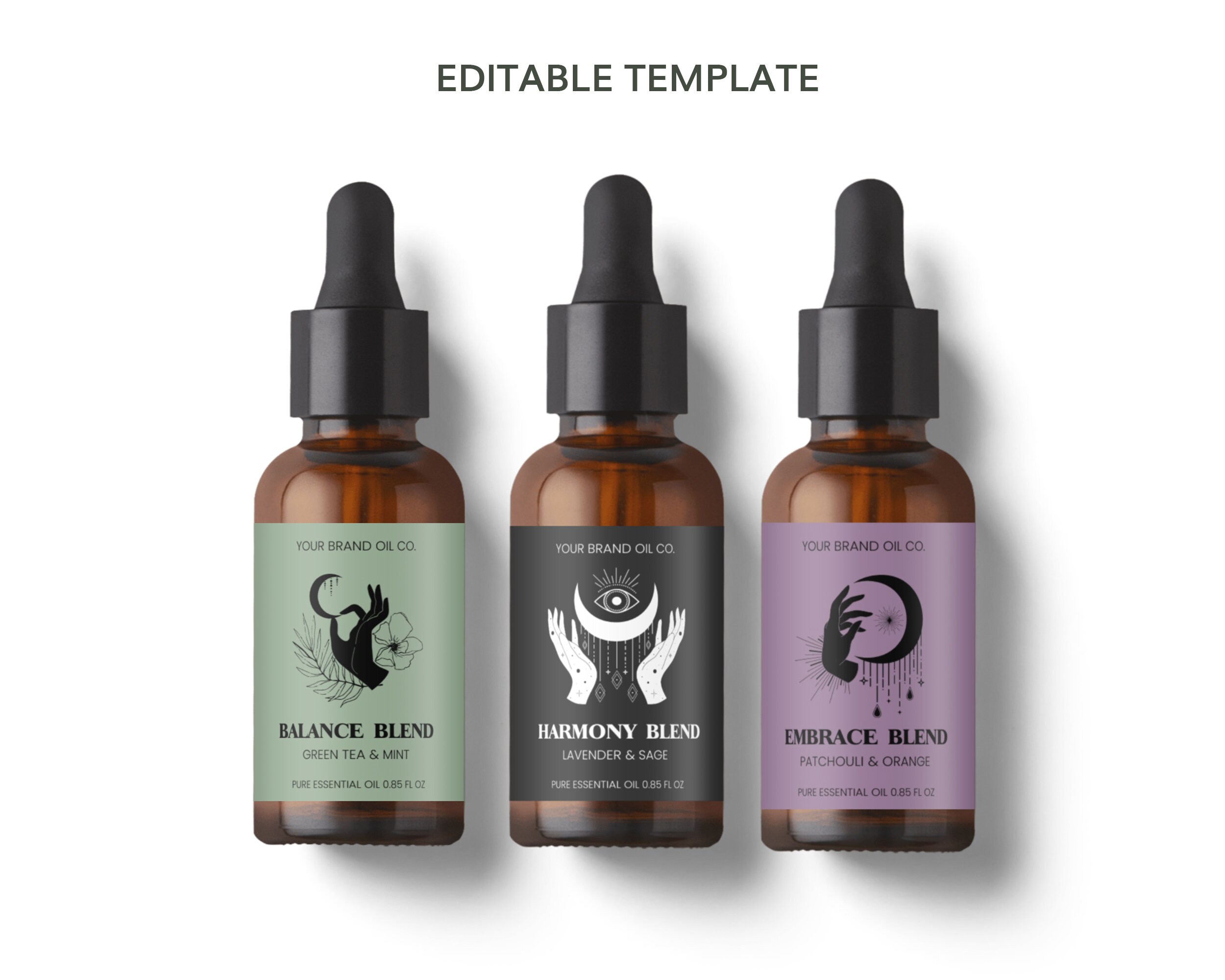 Celestial Label Template, Editable Dropper Bottle Label, 1oz, 2oz, 4oz ...