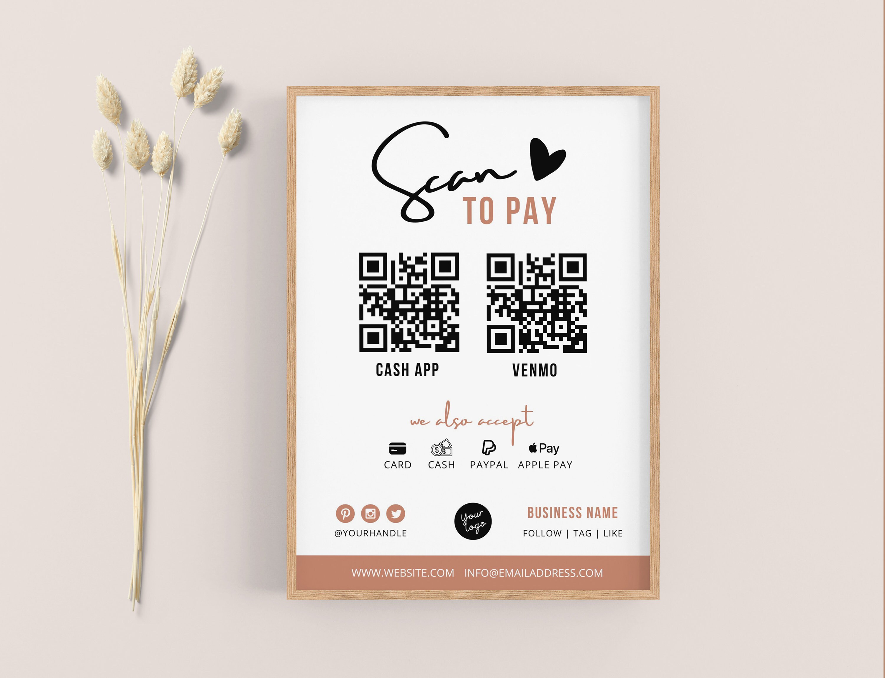 Social Media & Scan to Pay QR Code Sign Template, Connect With Us Sign ...