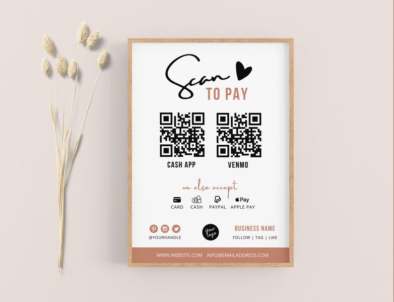 Editable QR Code Sign Scan to Pay Template Accepted Payments - Etsy ...