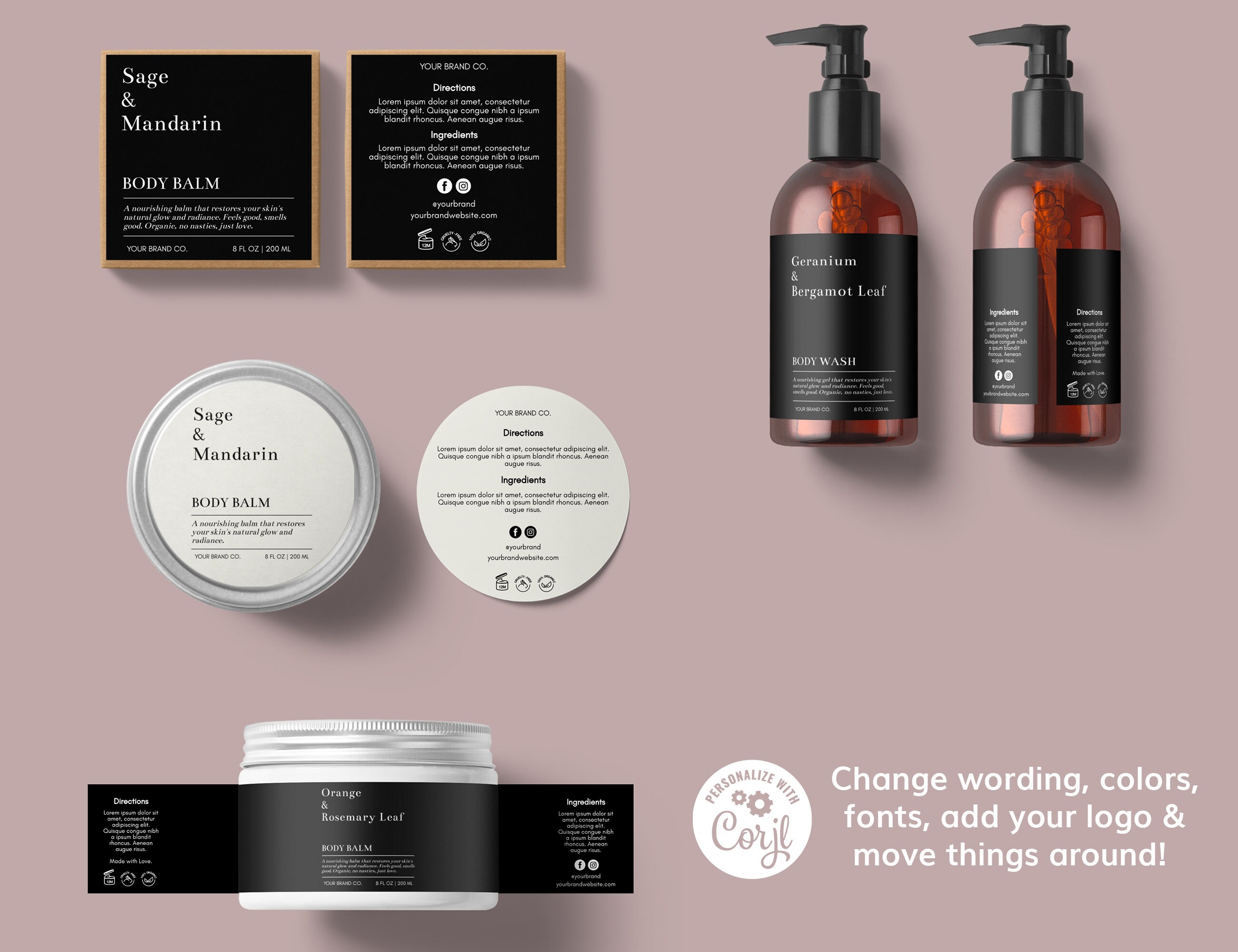 DIY Minimal Body Product Labels, EDITABLE Custom Beauty Product Labels ...