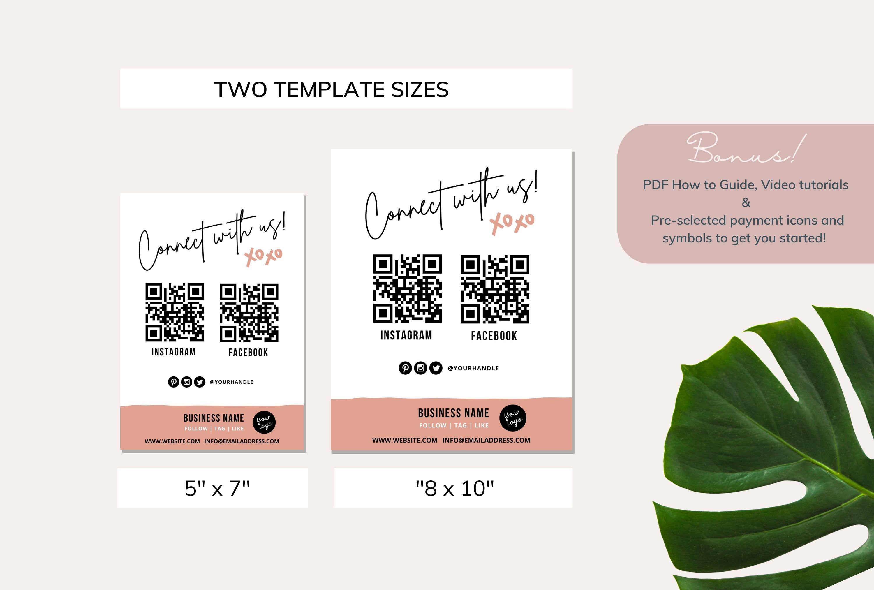 QR Code Sign Template for Social Media, Editable QR Code Sign, Social ...