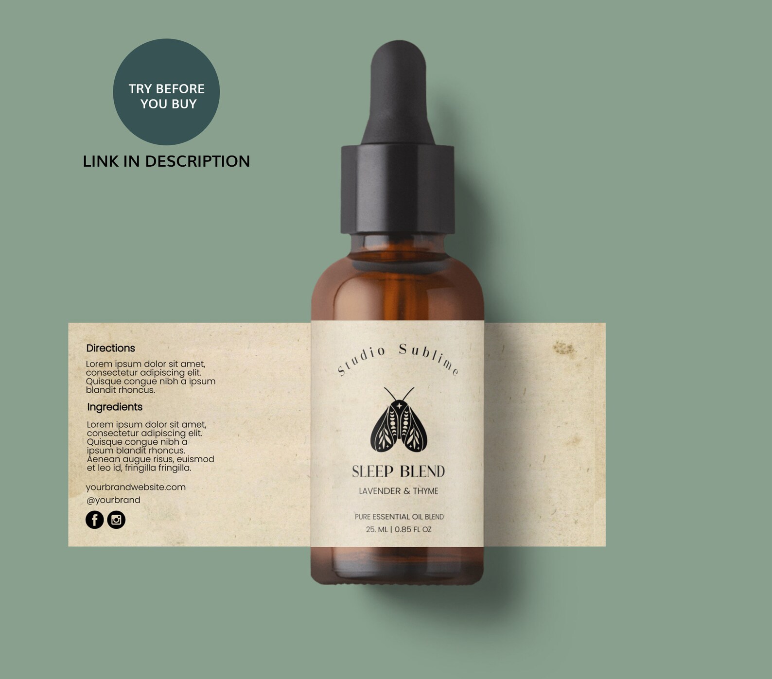 Editable Dropper Bottle Label, Label Template, 1oz, 2oz, 4oz Dropper ...