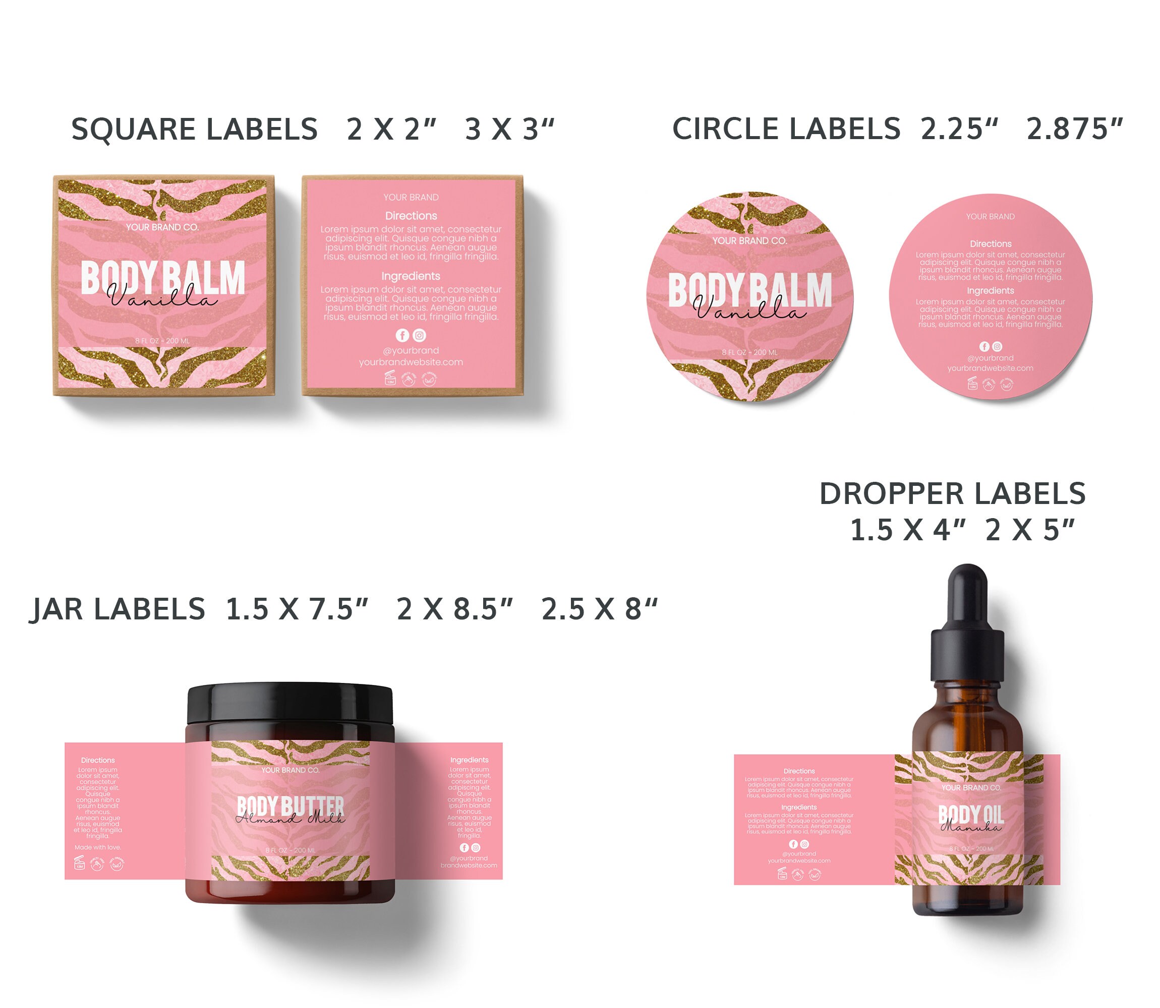 Editable Body Product Labels, Glitter Editable Label, Do It Yourself ...