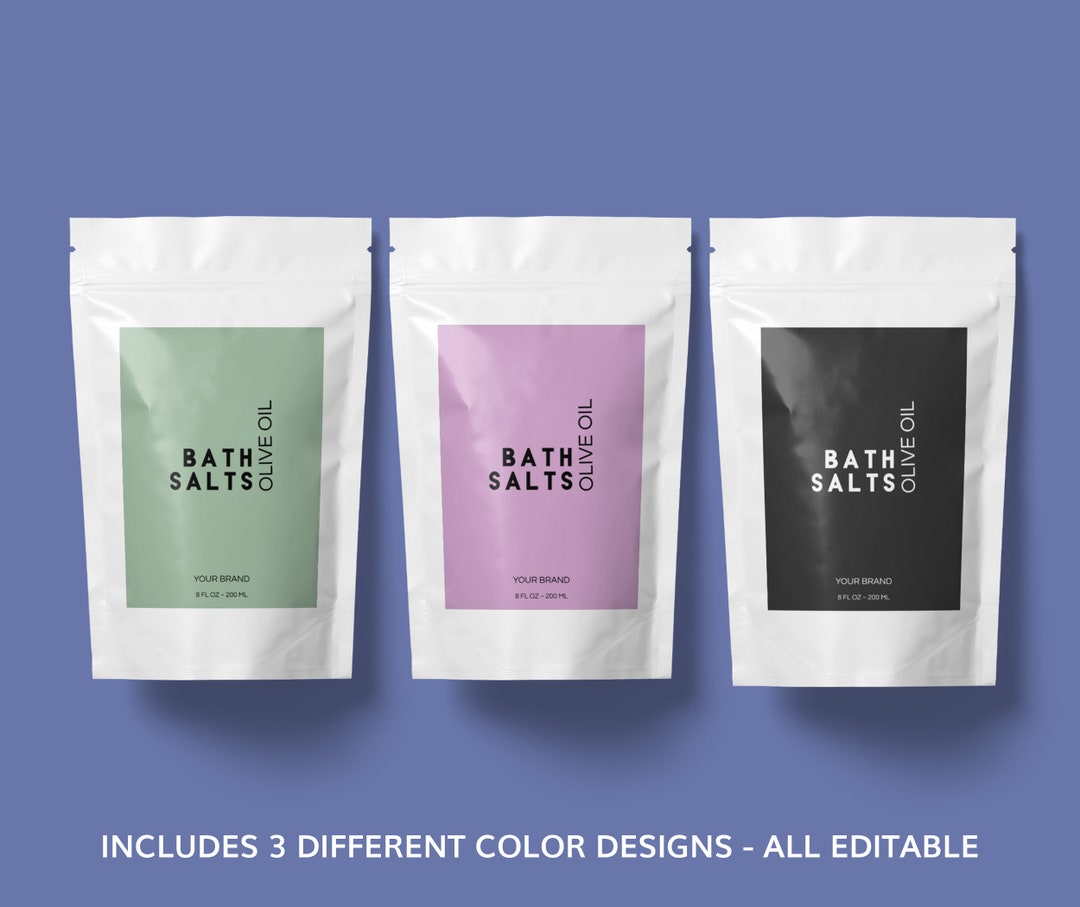 DIY Neutral Pouch Label, Editable Pouch Label, Bath Salts Label ...