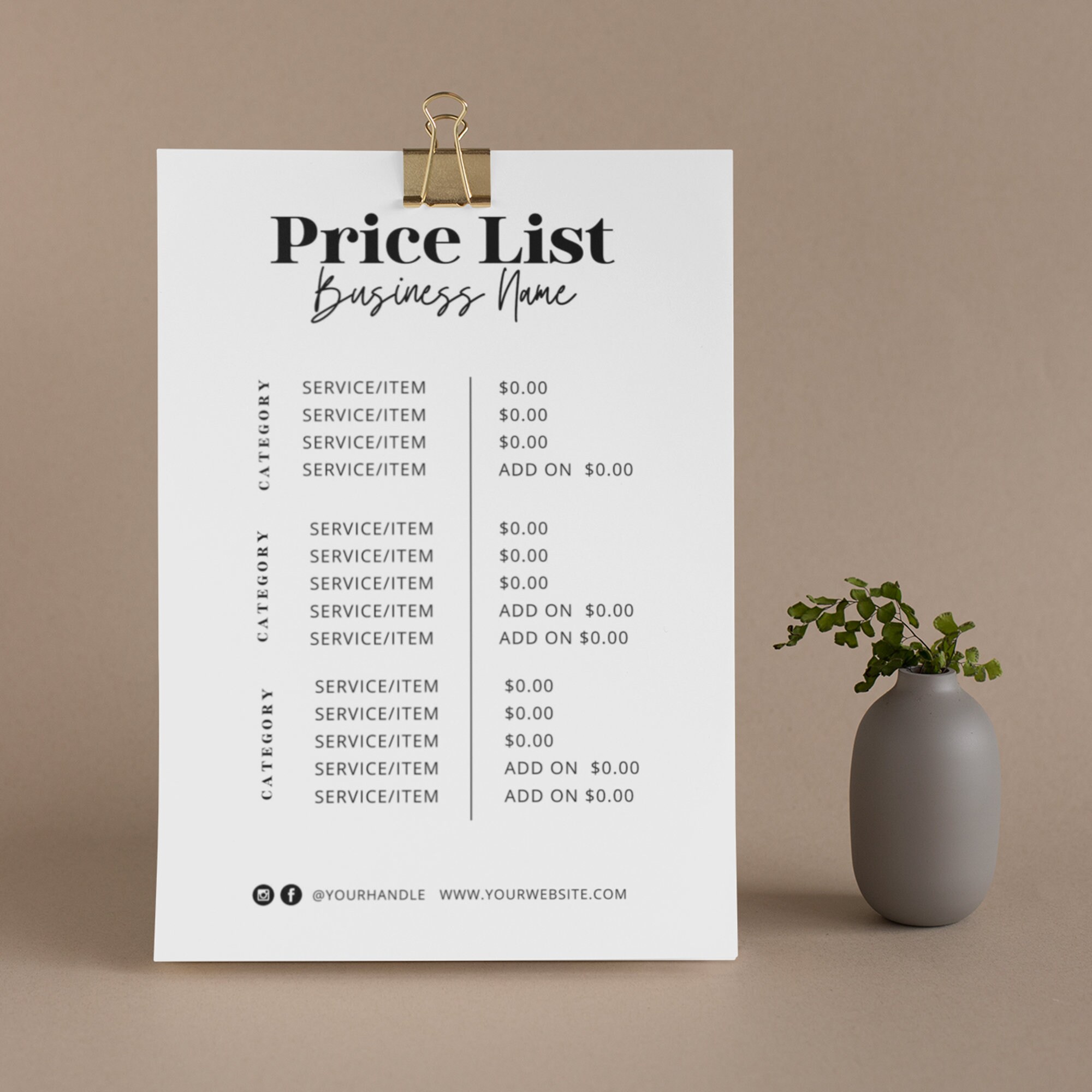 Editable Price List & Payment Accepted Sign, QR Code Sign Template ...