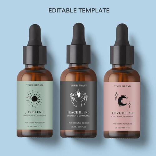 Essential Oil Bottle Labels Template Printable Essential Oils - Etsy