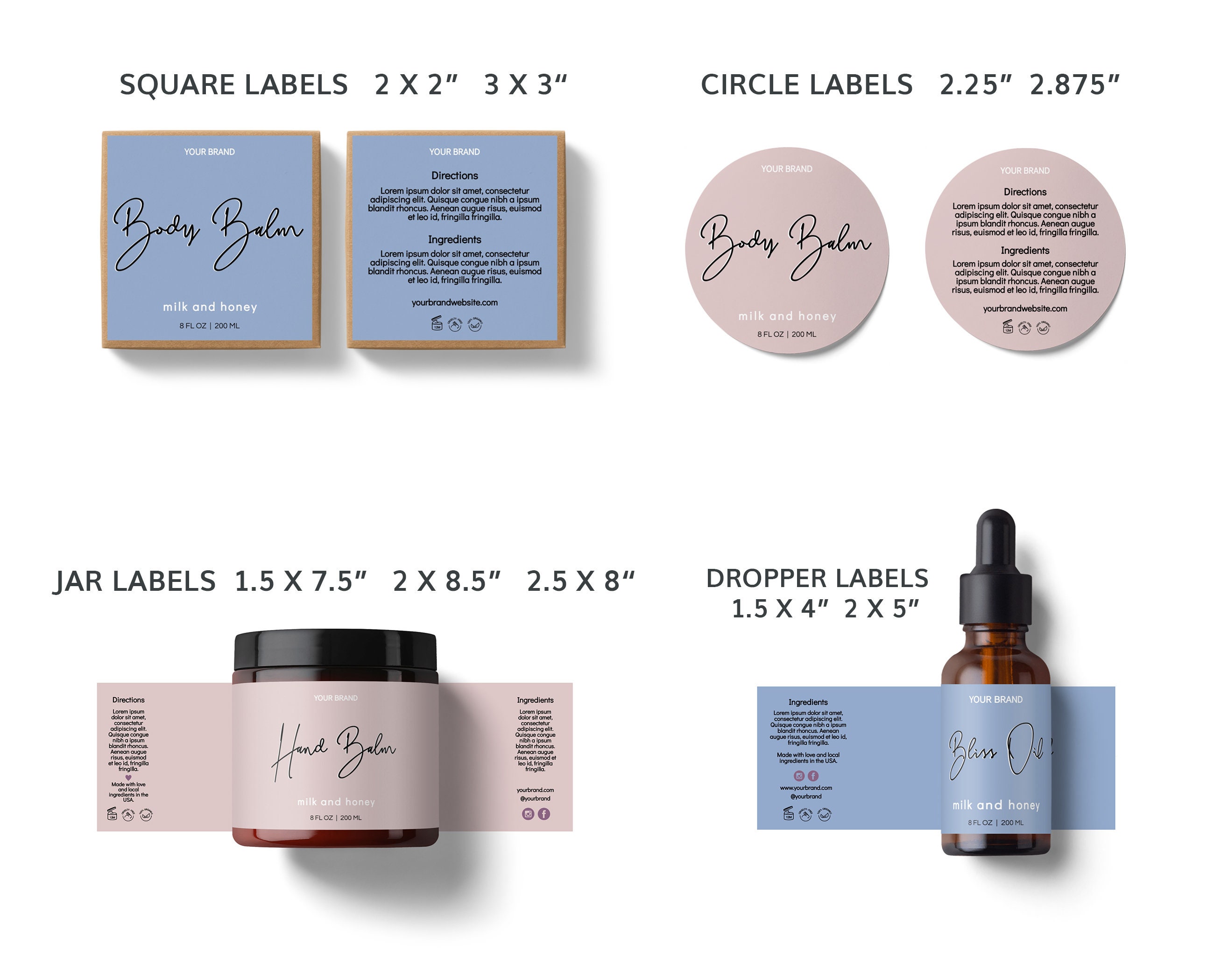 Minimalist Body Product Labels, Editable Cosmetic Labels, DIY Body ...