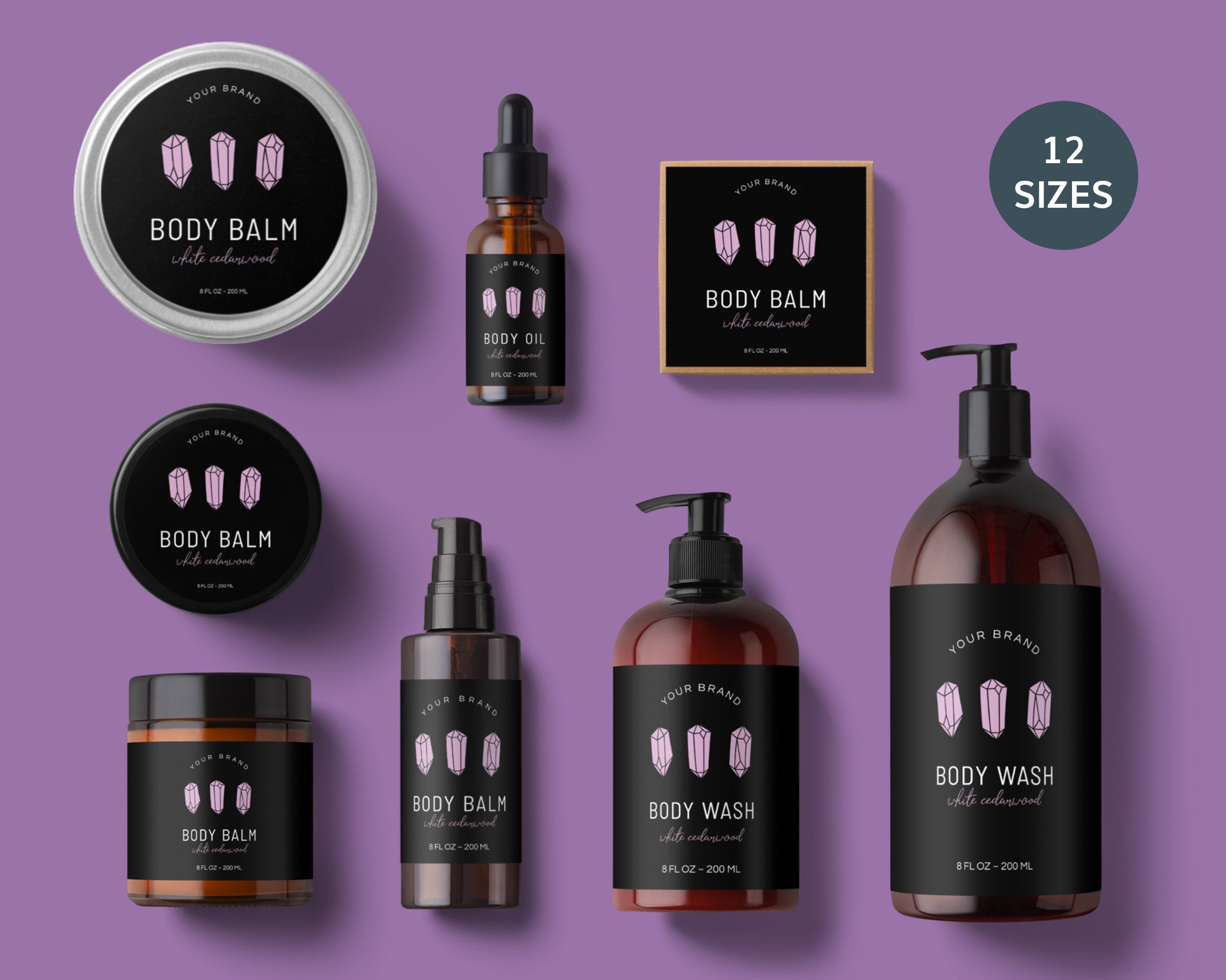 Editable Body Product Labels, Crystal Labels, Cosmetic Labels Printable ...