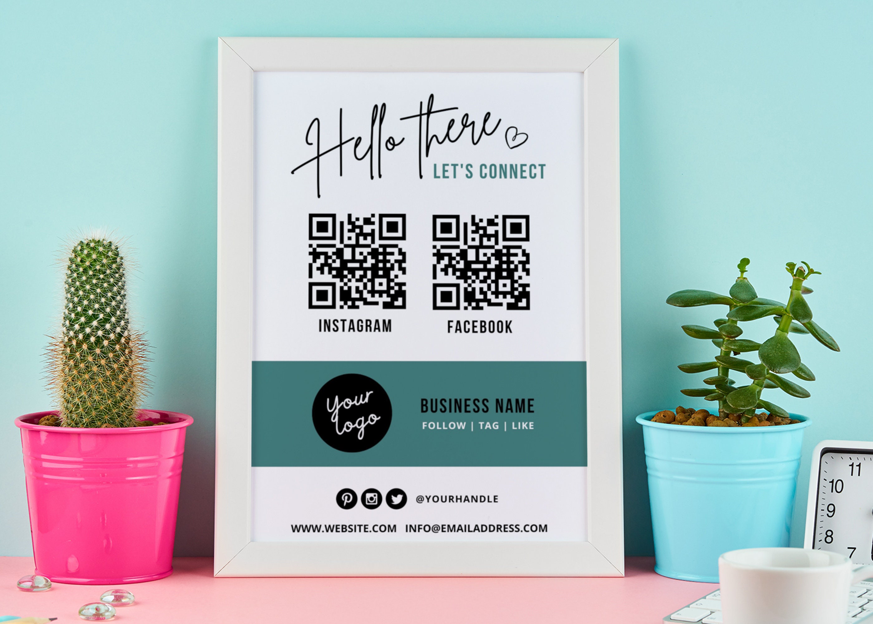 Social Media QR Code Sign Template Editable QR Code Sign - Etsy