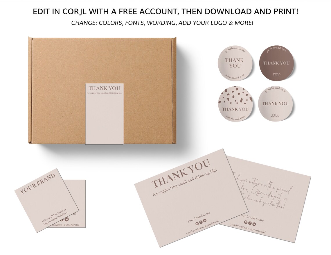 Editable Packaging Template Bundle Packaging Design Neutral - Etsy