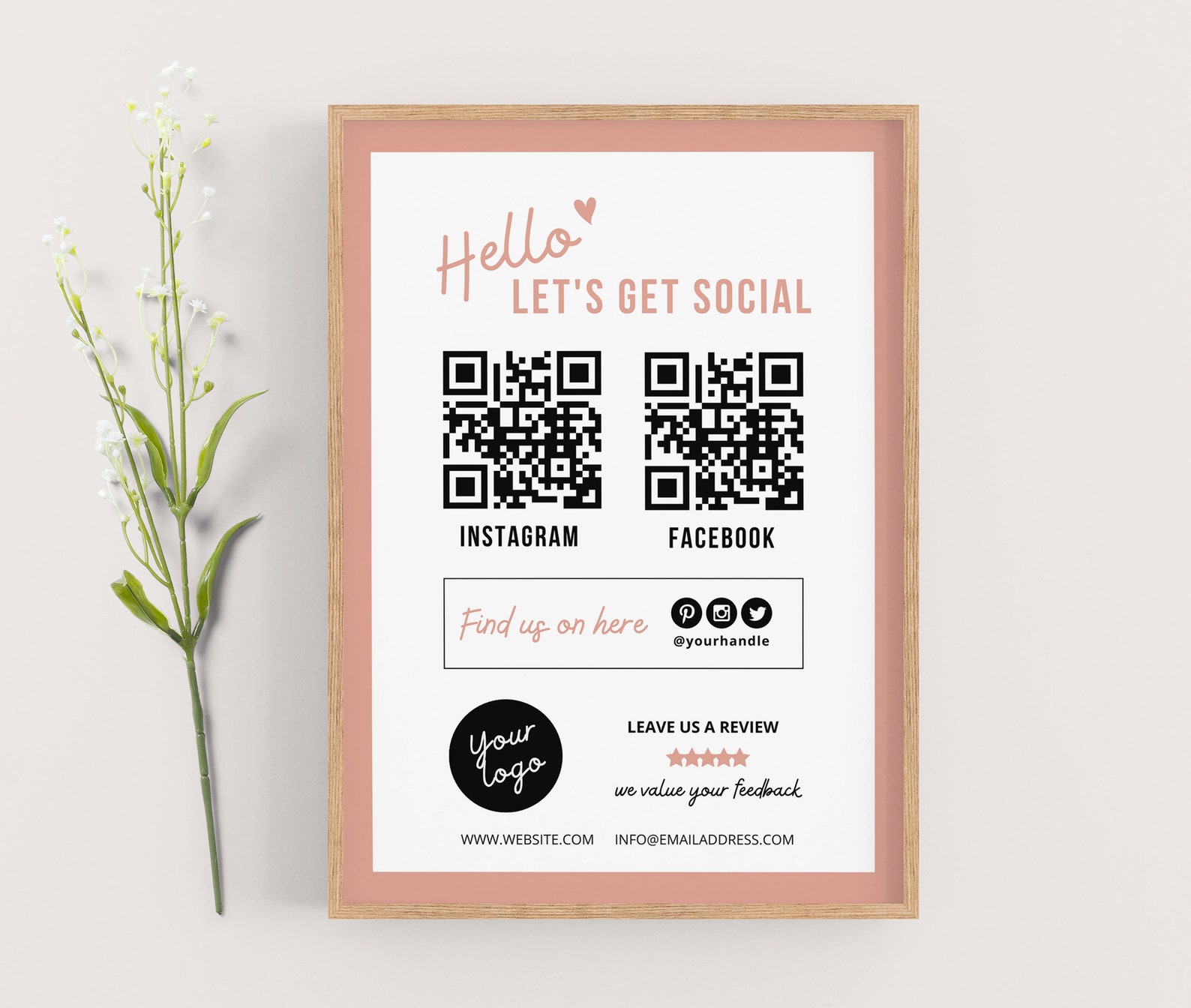 Editable QR Code Sign, Social Media QR Code Sign Template, Printable ...
