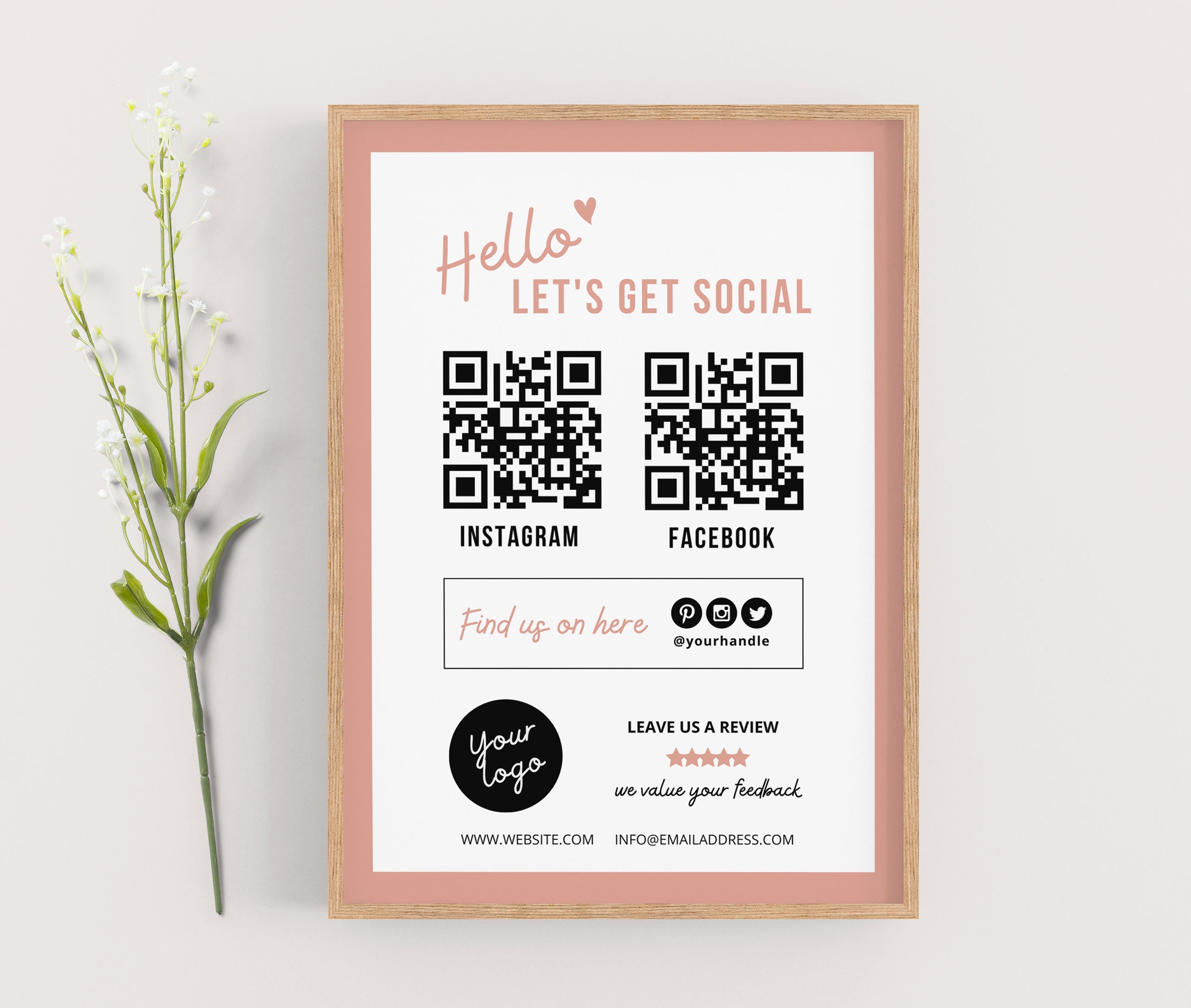 Editable QR Code Sign, Social Media QR Code Sign Template, Printable ...