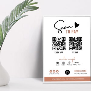Editable QR Code Sign Scan to Pay Template Accepted Payments - Etsy ...
