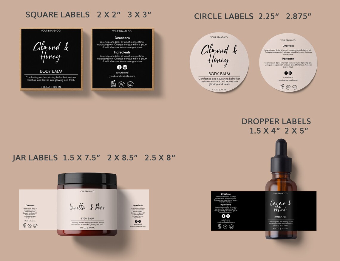 DIY Editable Skincare Product Label Collection Bottle Label - Etsy