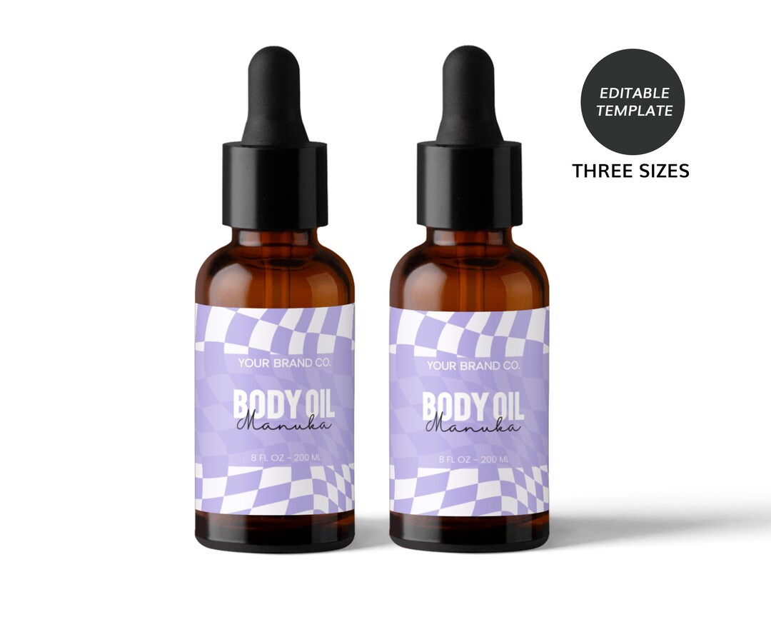 Editable Retro Dropper Bottle Label, DIY Boston Round Bottle Essential ...