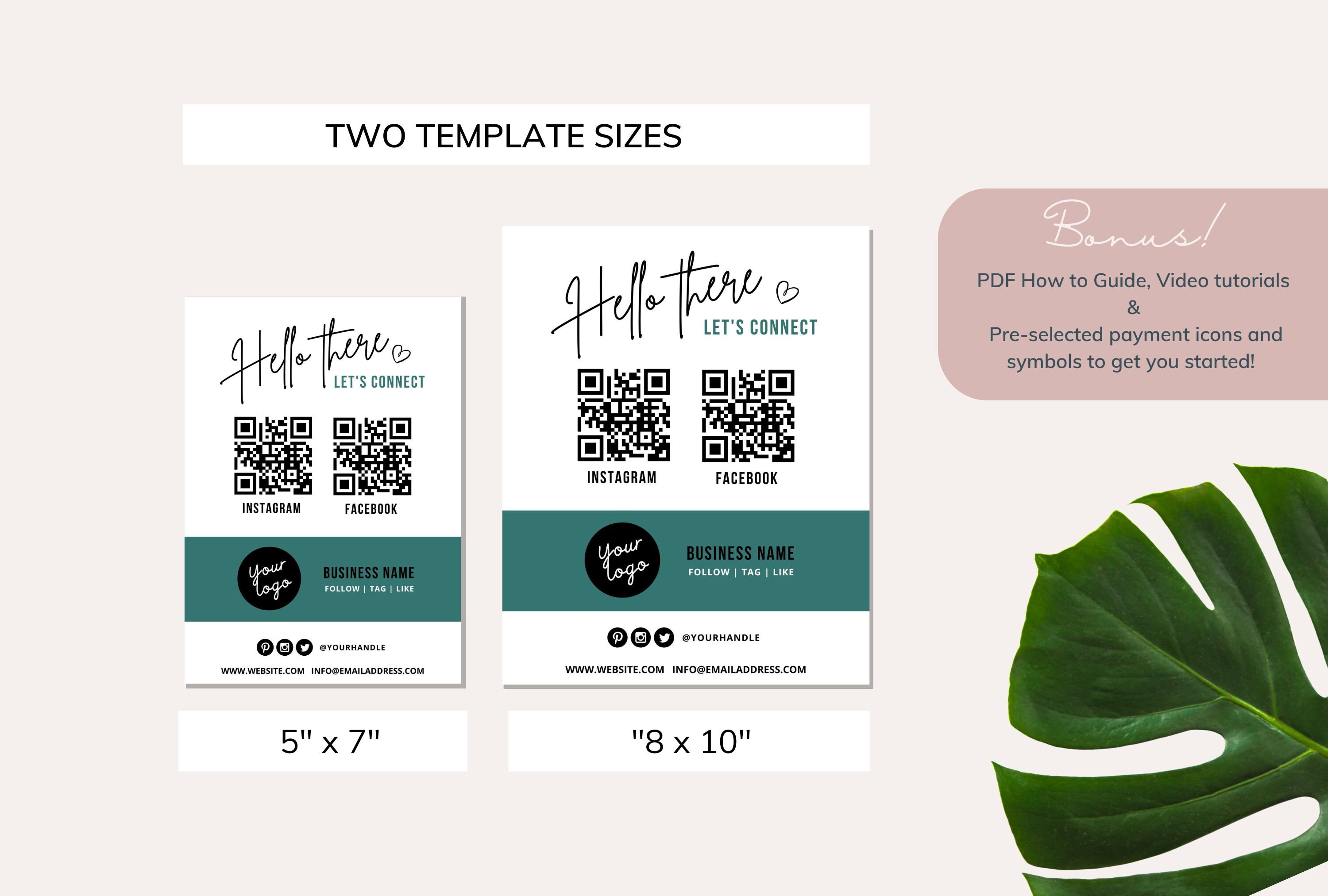 Social Media QR Code Sign Template Editable QR Code Sign - Etsy