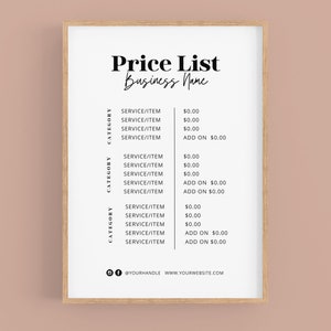 Editable Price List & Payment Accepted Sign, QR Code Sign Template ...