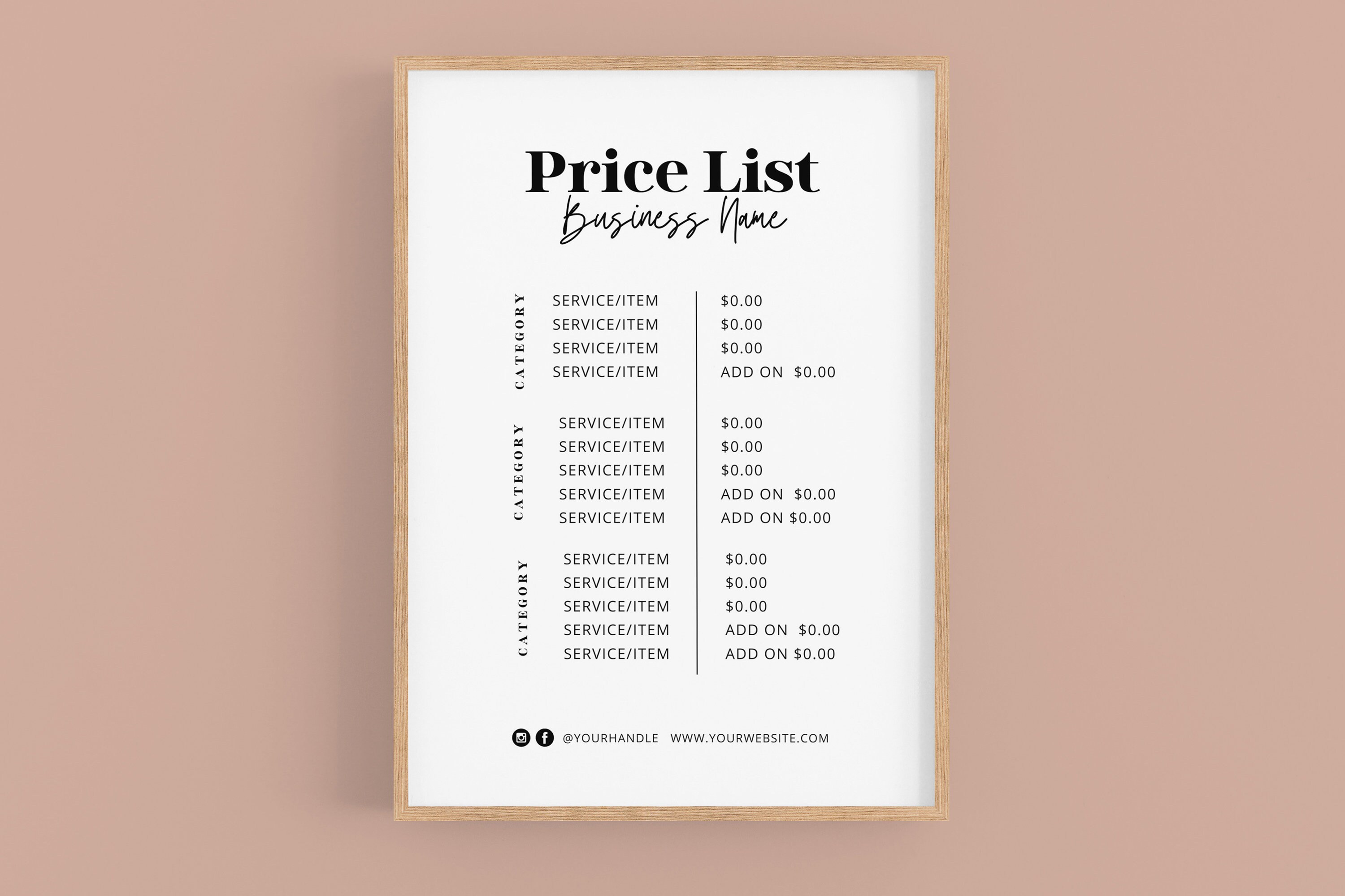 Editable Price List & Payment Accepted Sign, QR Code Sign Template ...