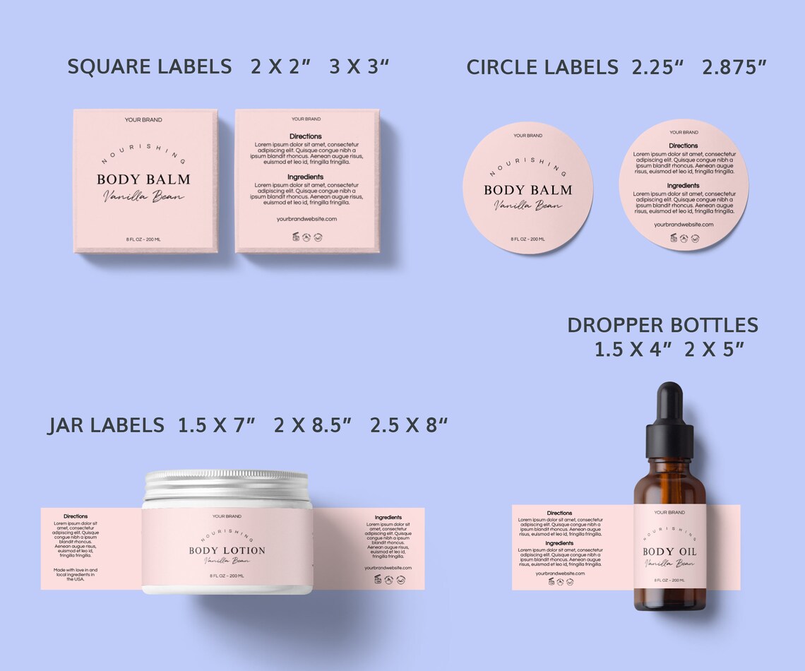 Editable Body Product Labels Cosmetic Labels Printable DIY - Etsy