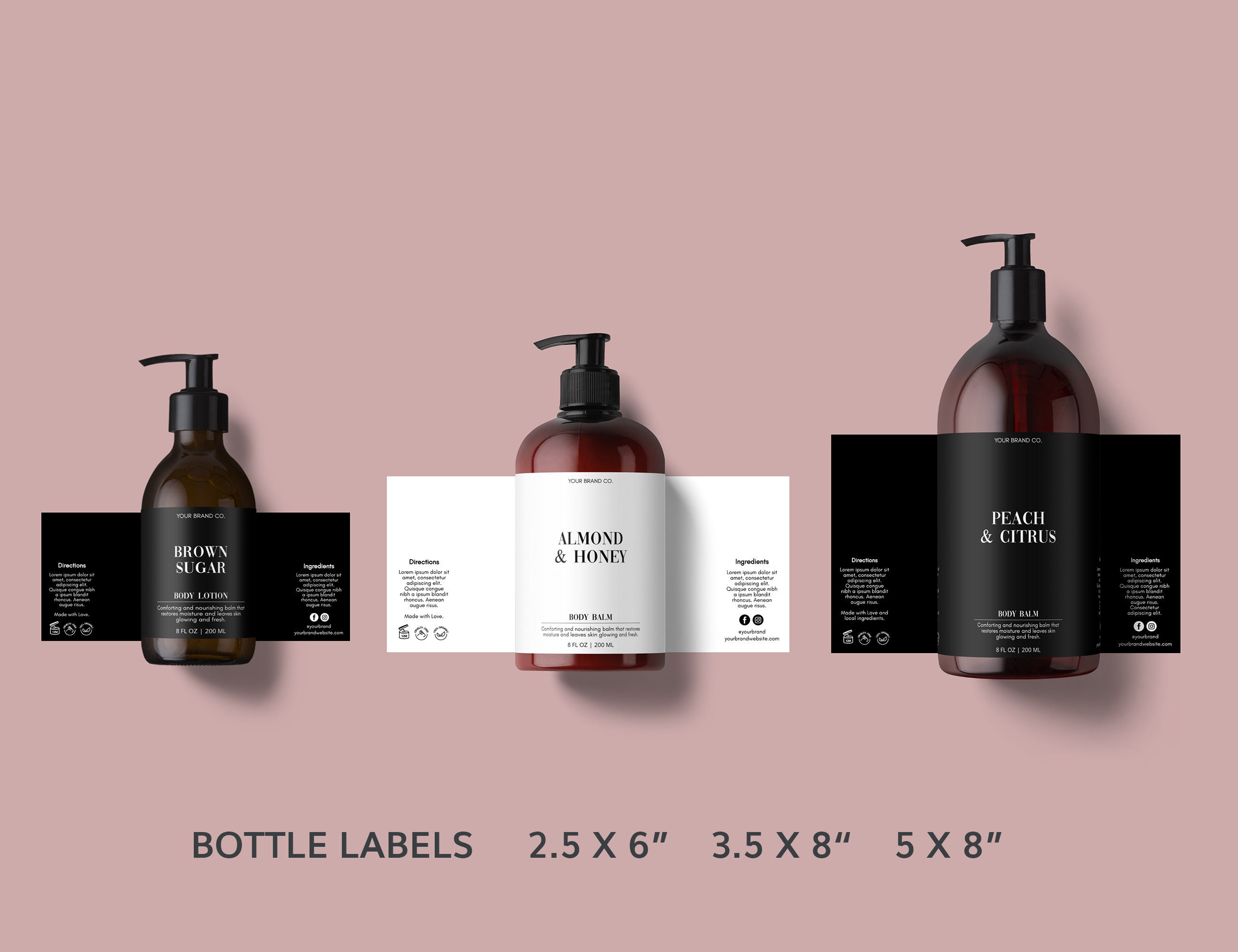 Body Product Label Templates, EDITABLE Custom Beauty Product Labels ...