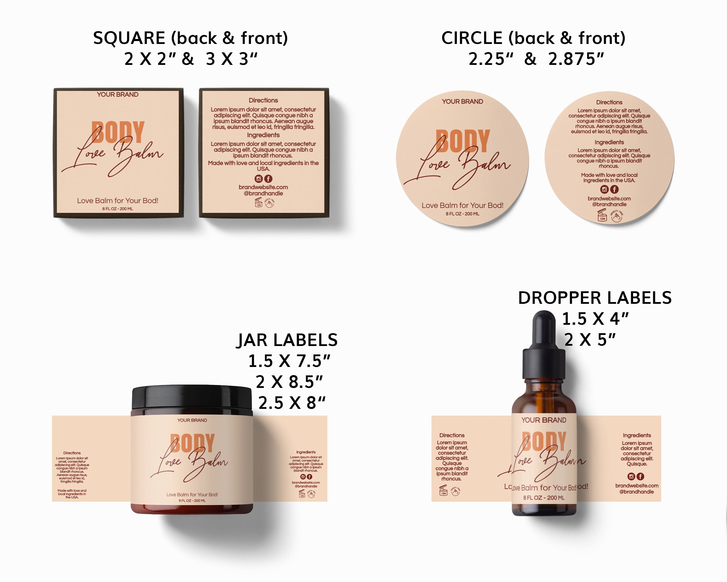 Editable Cosmetic Label Templates, Custom Skincare Product Label, DIY ...