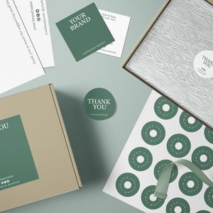 Editable Packaging Template Bundle, Editable Box Seal, Custom Product ...