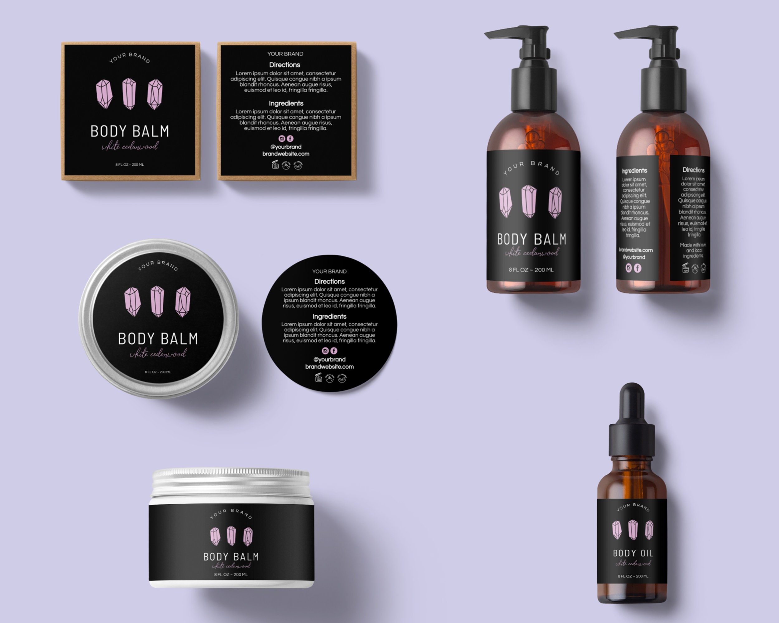 Editable Body Product Labels, Crystal Labels, Cosmetic Labels Printable ...