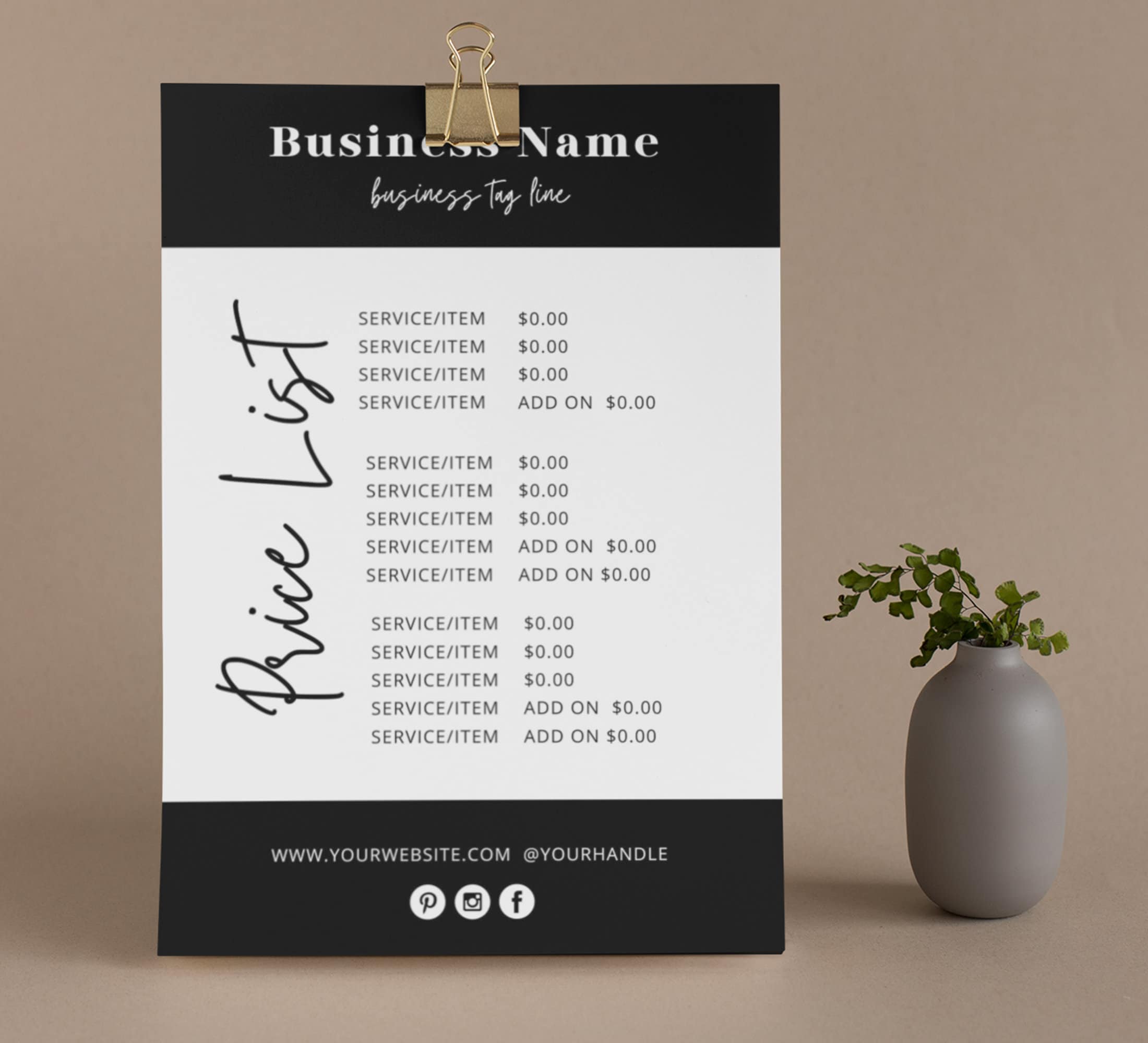 Simple Editable Price List Business Price List Template DIY - Etsy