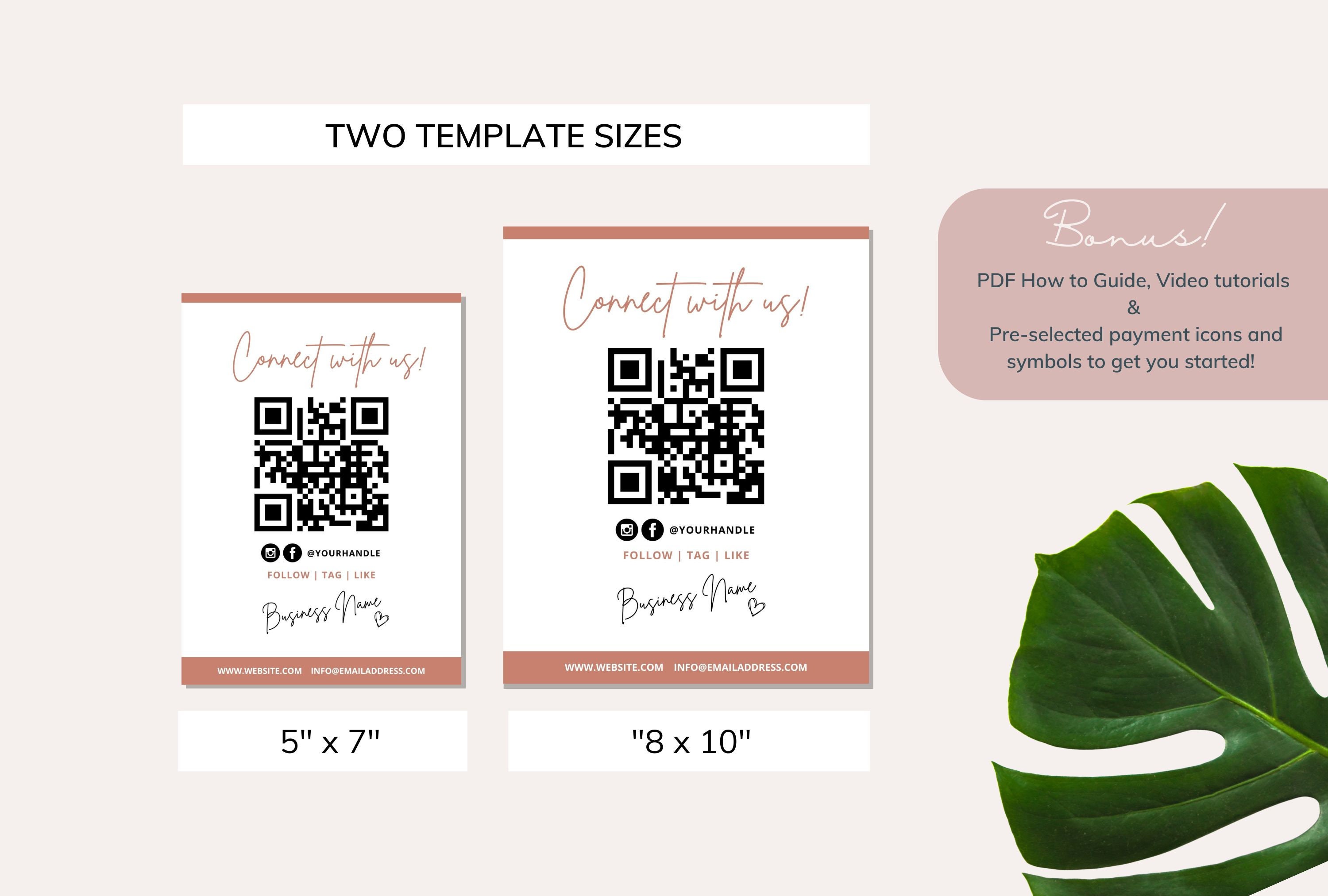 QR Code Sign Template for Social Media, Editable QR Code Sign, Boho ...