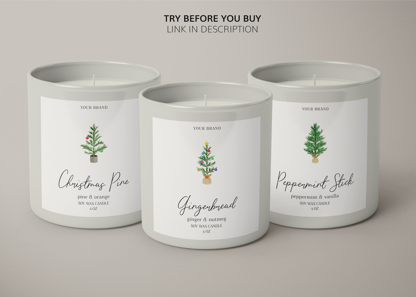 Editable CHRISTMAS Candle Label Design, Christmas Tree Candle Tin Label ...