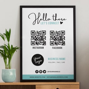 Printable Social Media Business Sign, Social Media QR Code Sign ...