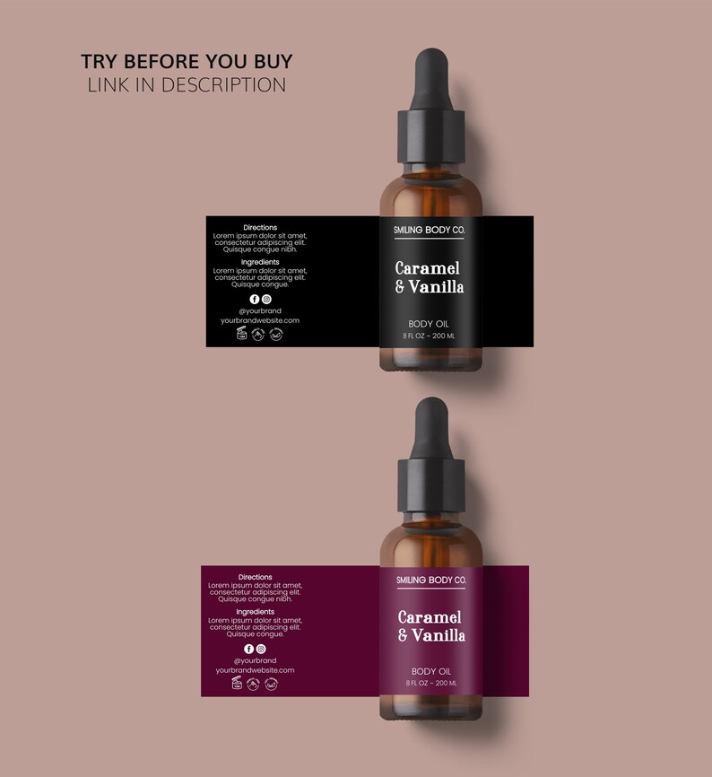 Cosmetic Label Templates, Editable Bottle Labels, Cosmetics Labels ...